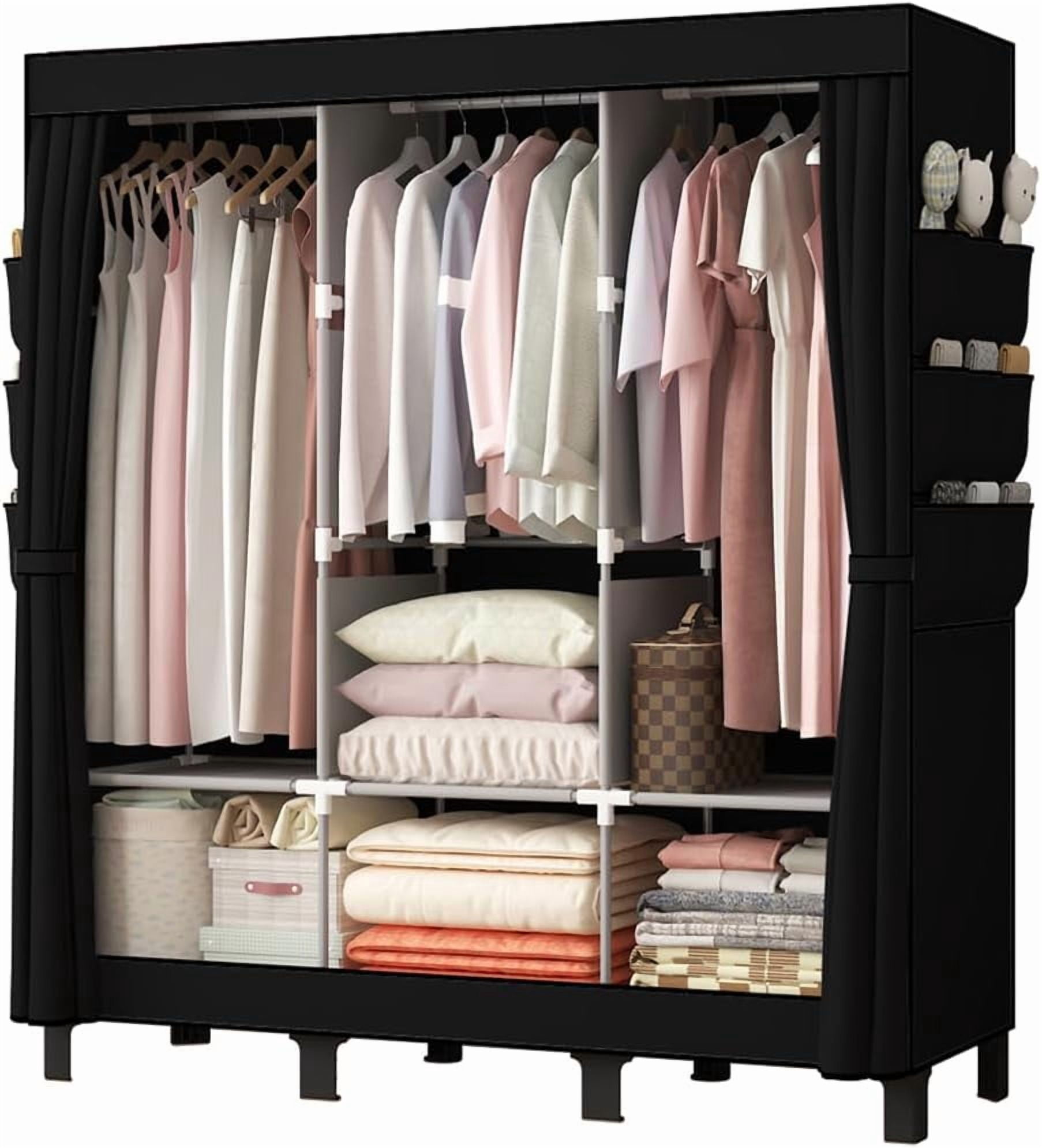 Closet Wardrobe, Portable Closet for Bedroom, Strong and Sturdy Black ...