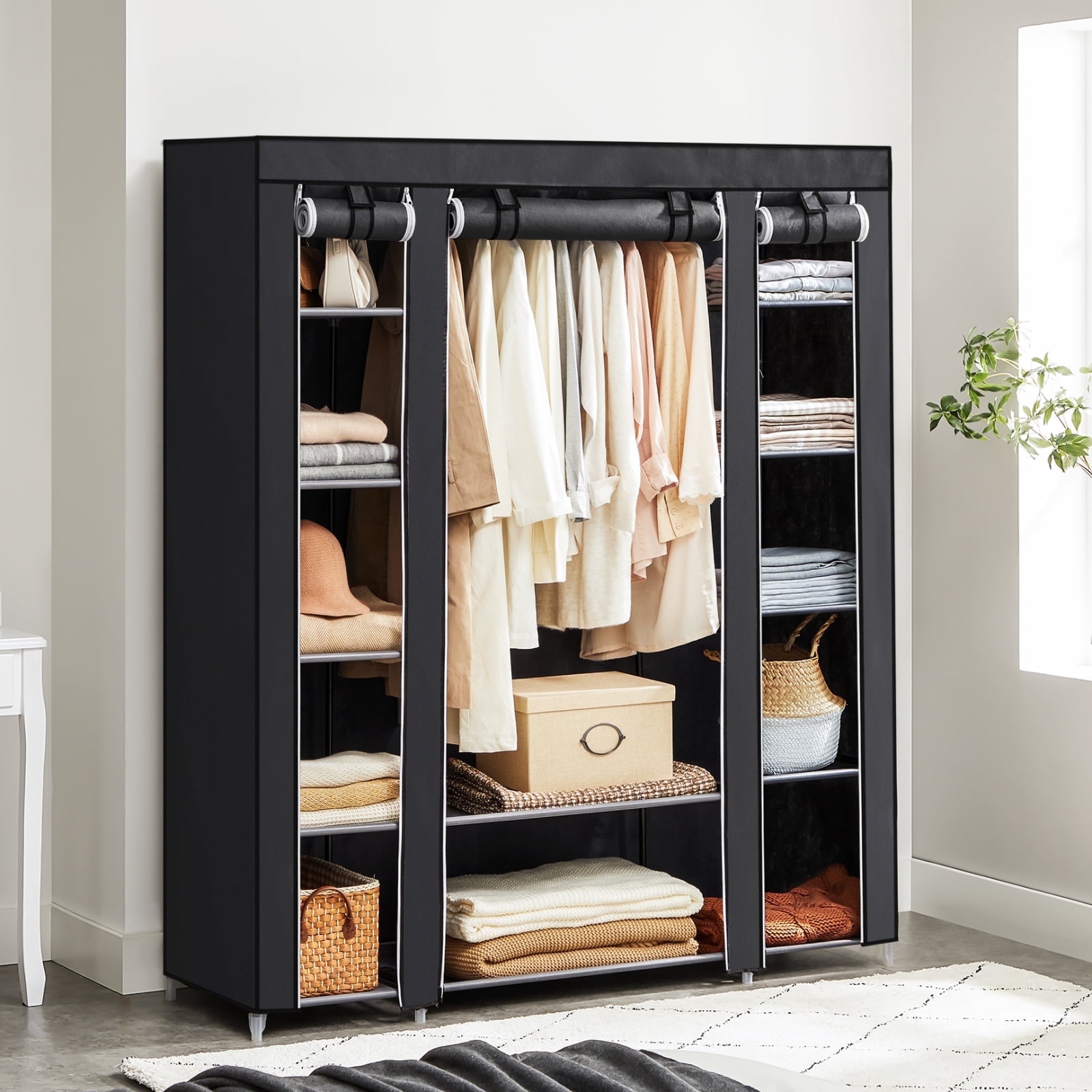 "SONGMICS Portable Closet Storage Organizer, 59"" Wardrobe, Clothes ...