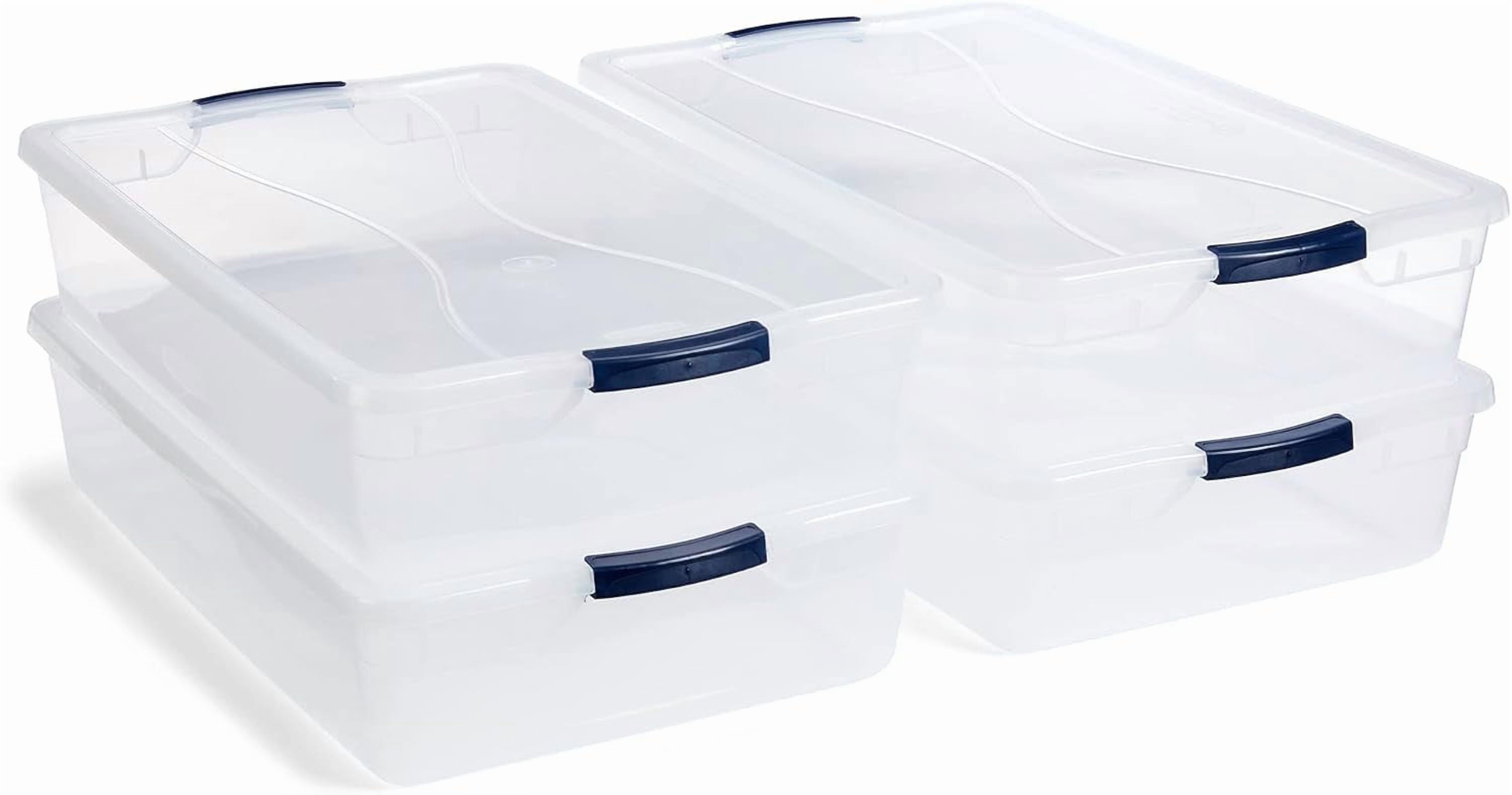 Closet, and Classroom, Clear, 4 Pack, Cleverstore 42 Quart Stackable ...