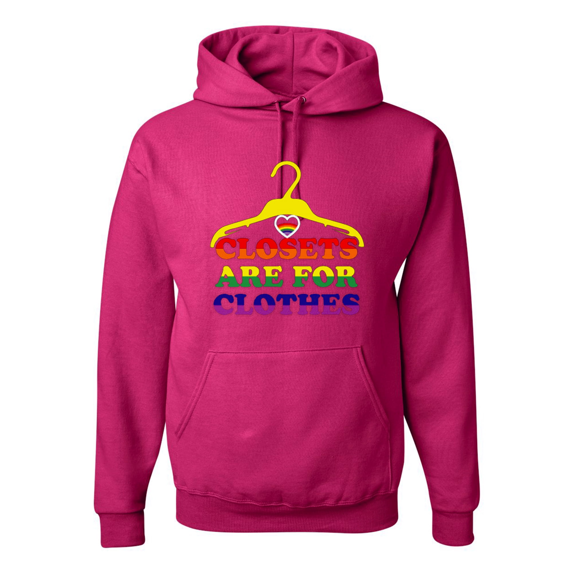 Closets Are For Clothes LGBT Rainbow Pride Mens Hoodies, Fuschia, 2XL ...