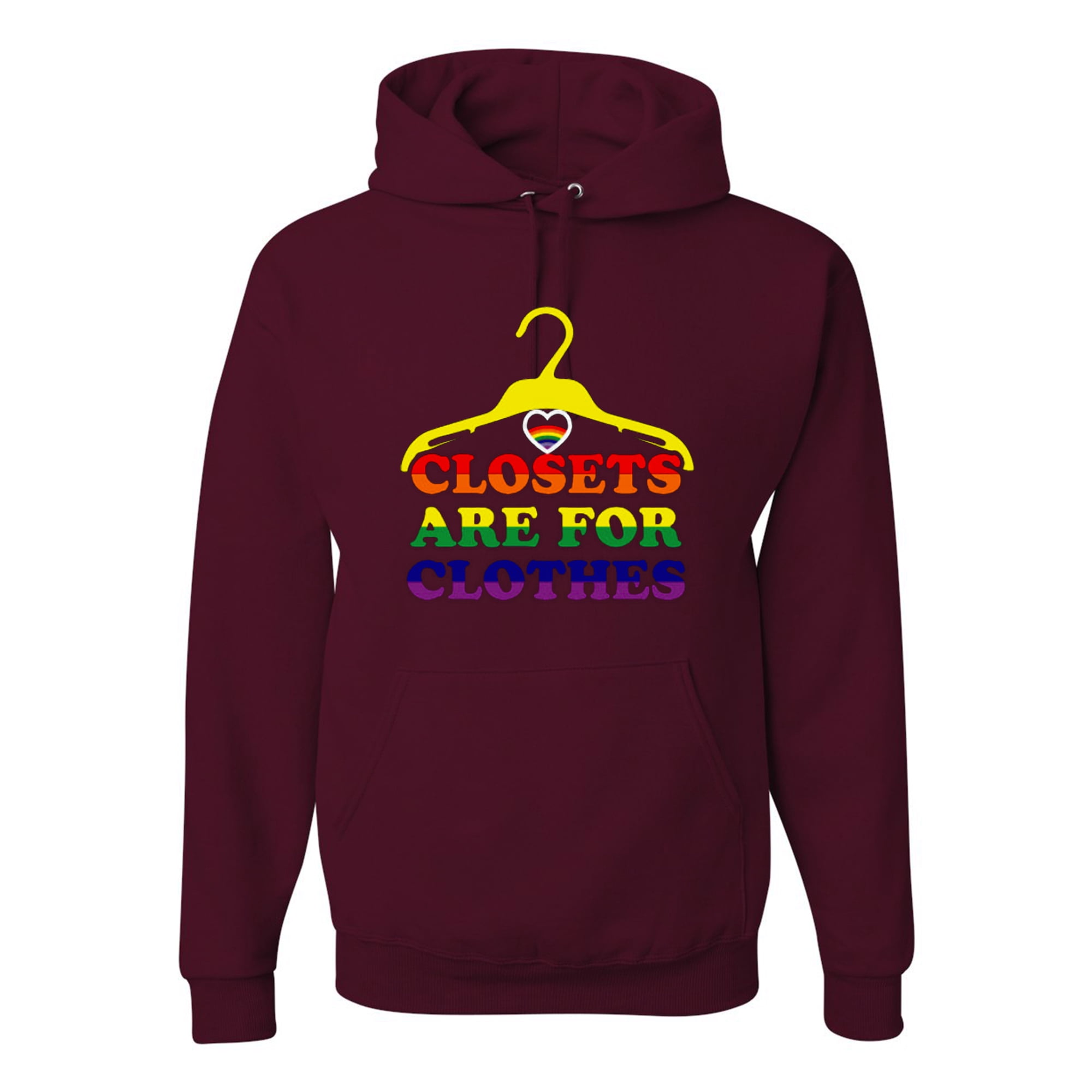 Closets Are For Clothes LGBT Rainbow Pride Mens Hoodies, Maroon, Small ...