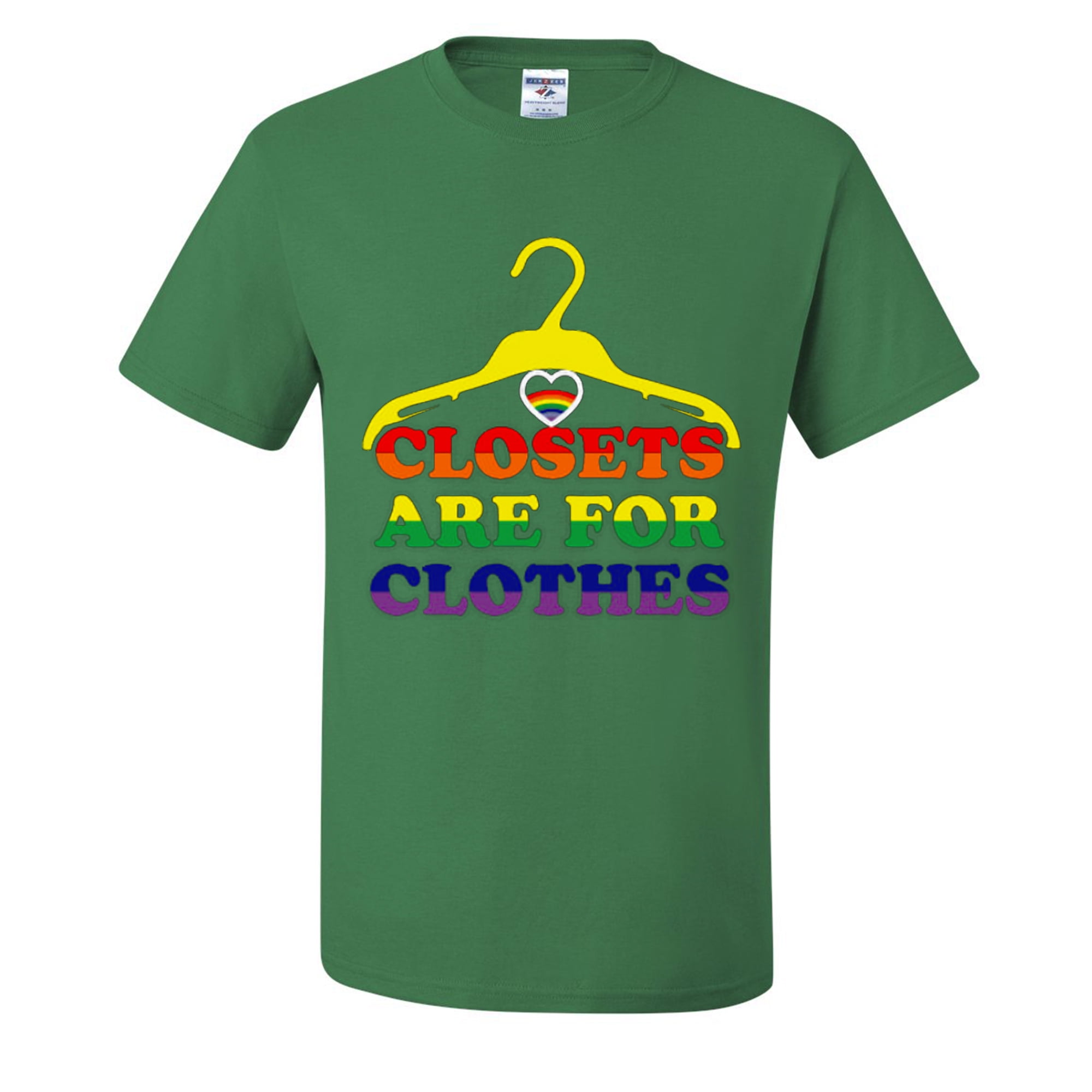 Closets Are For Clothes LGBT Rainbow Pride Mens T-shirts , Kelly Green ...