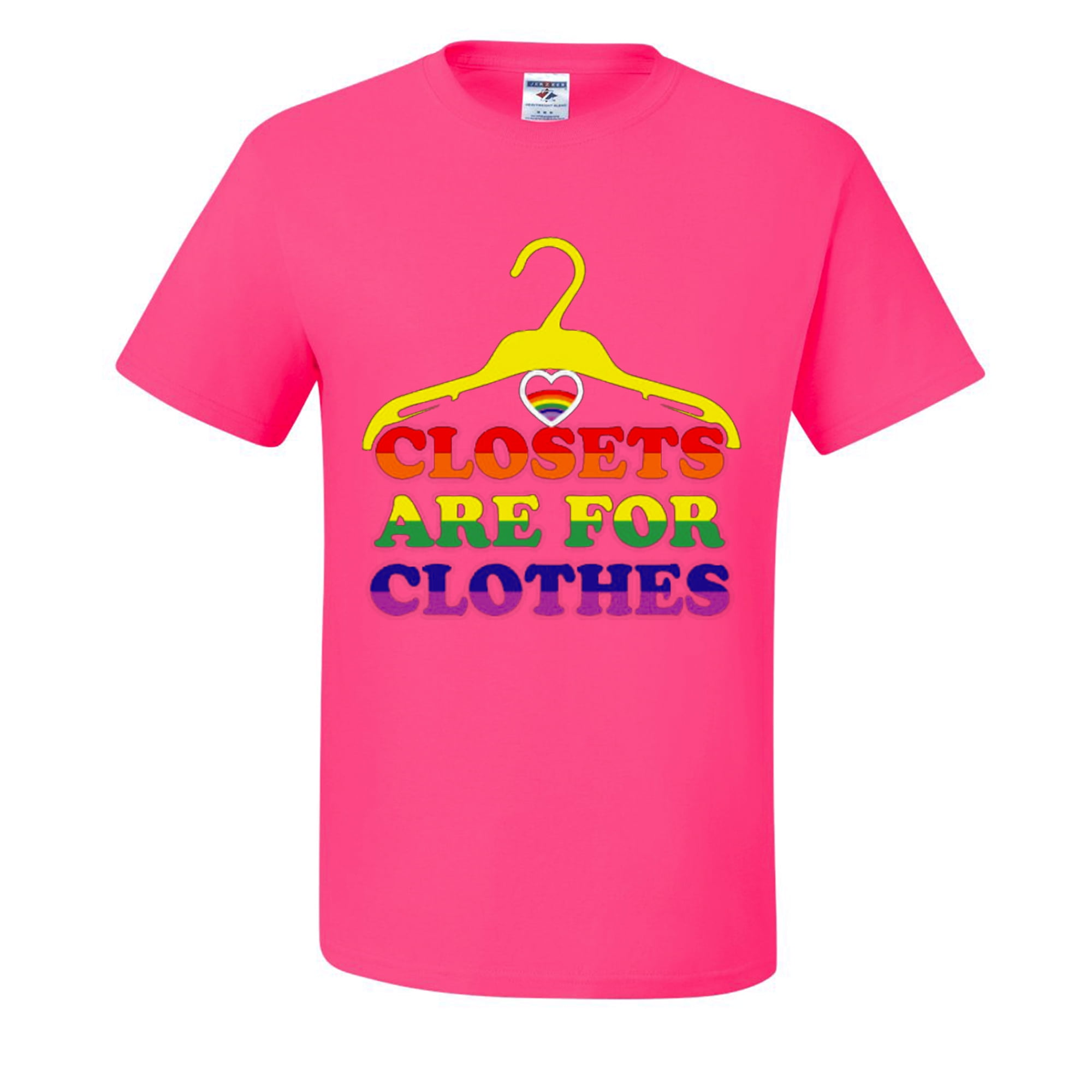 Closets Are For Clothes LGBT Rainbow Pride Mens T-shirts , Neon Pink ...