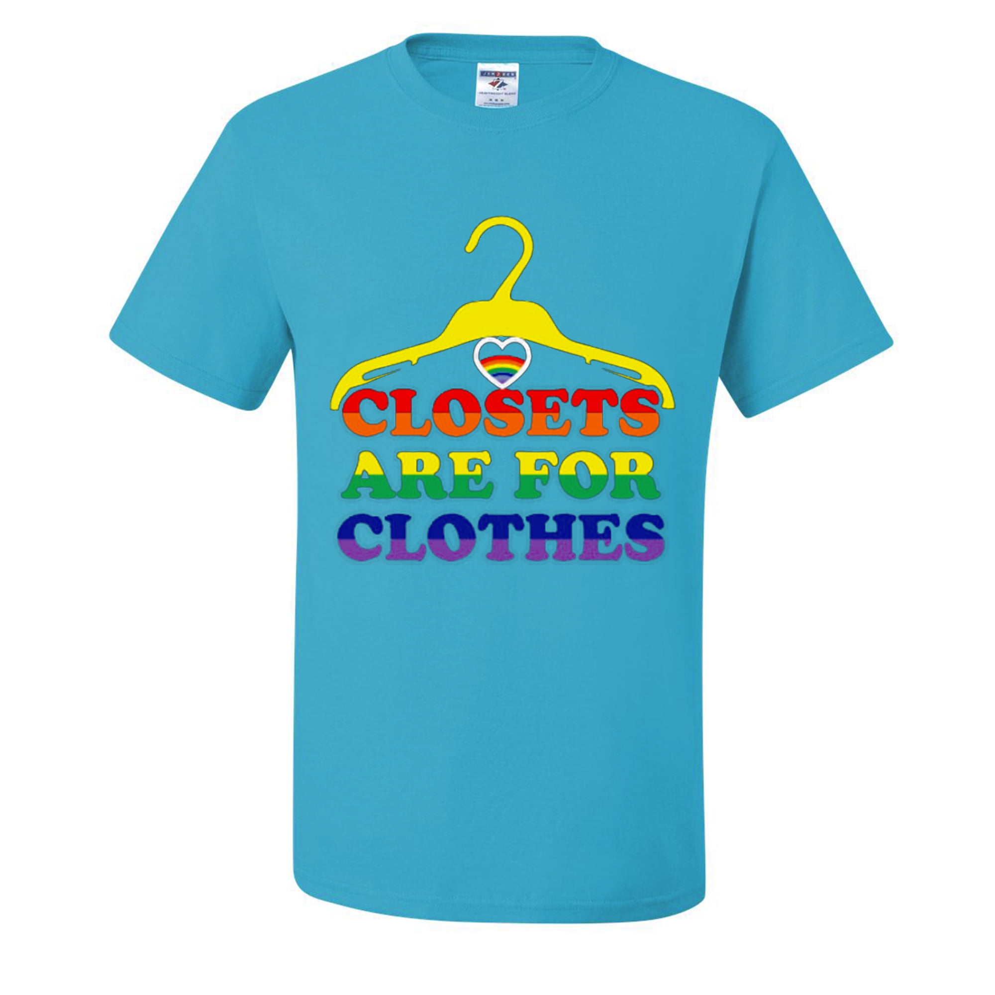 Closets Are For Clothes LGBT Rainbow Pride Mens T-shirts , Turquoise ...