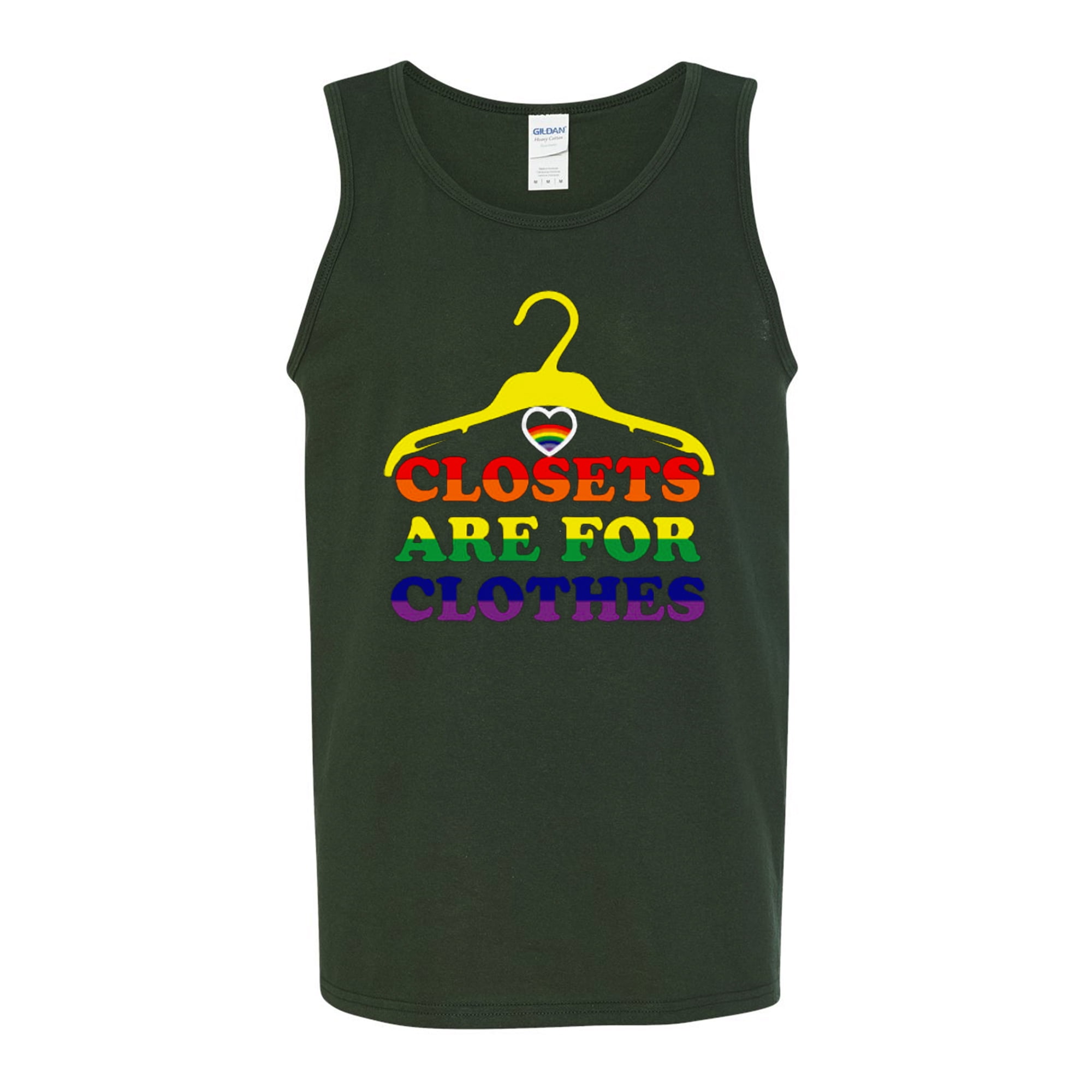 Closets Are For Clothes Lgbt Rainbow Pride Mens Tank Top Forest Green