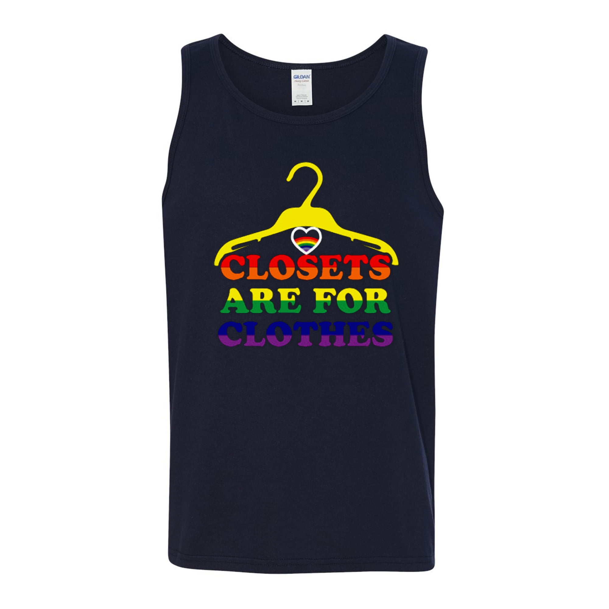 Closets Are For Clothes LGBT Rainbow Pride Mens Tank Top, Navy Blue ...