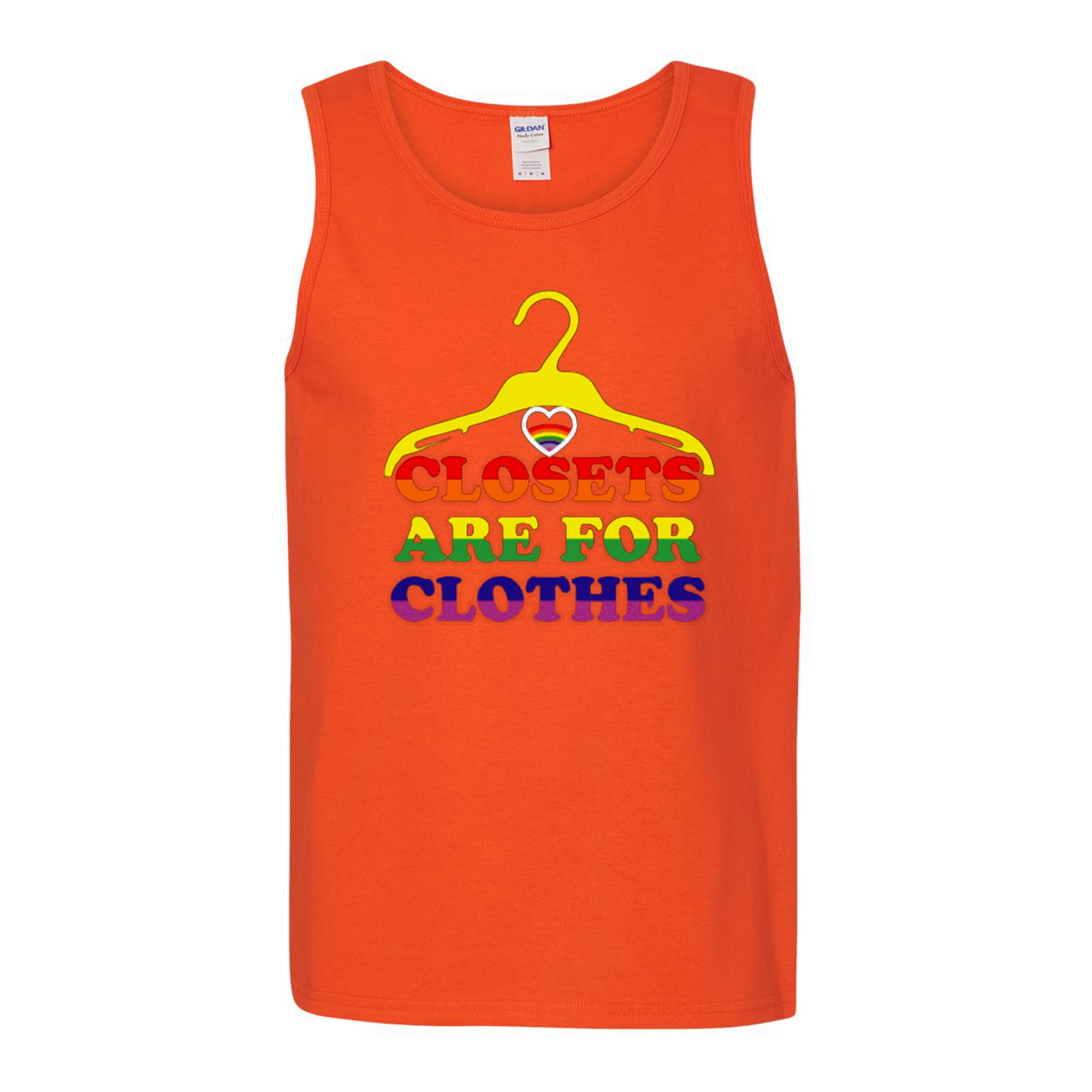 Closets Are For Clothes LGBT Rainbow Pride Mens Tank Top, Orange, Large ...