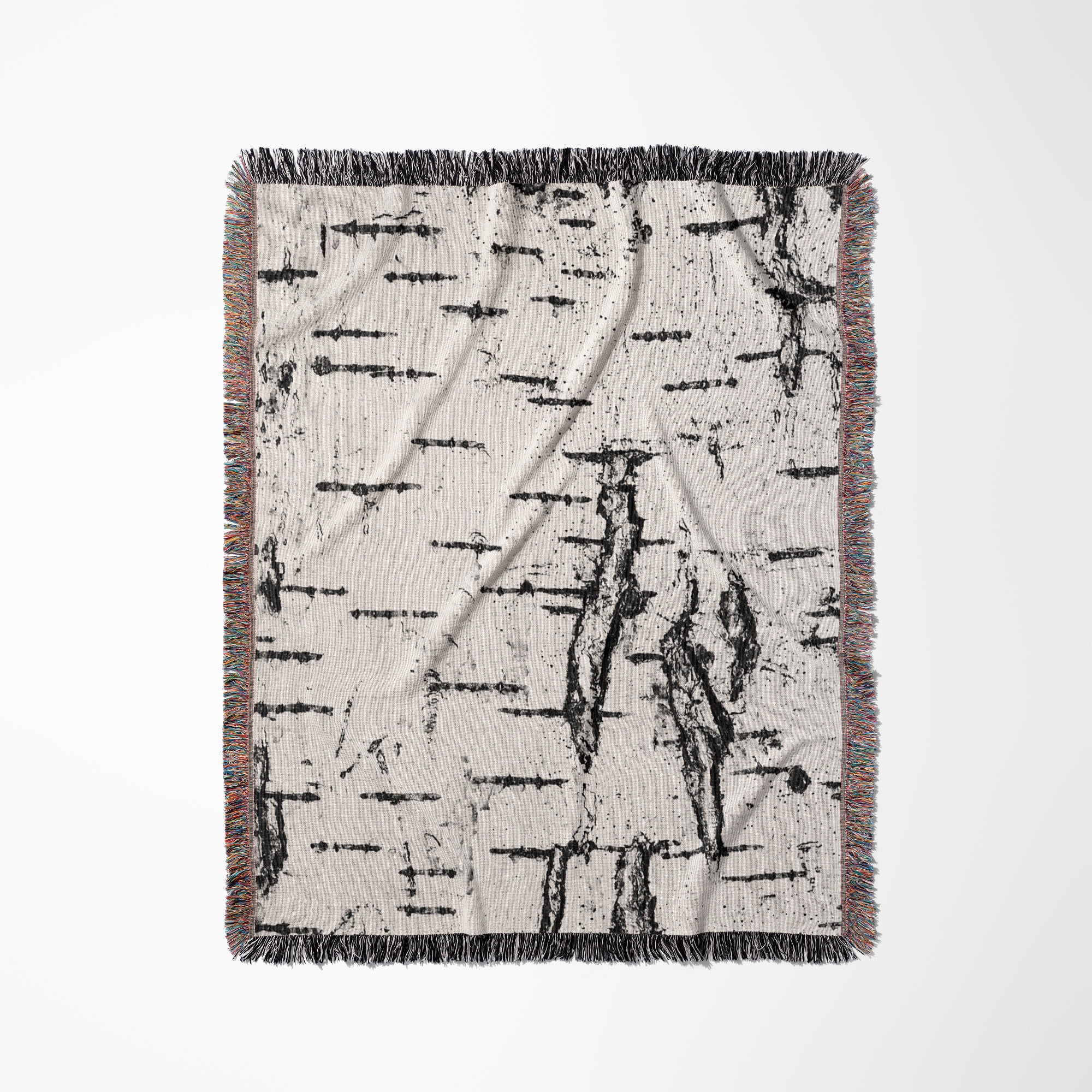 Closeup View Of A Birch Tree Bark. Black And White Image, Woven Blanket ...