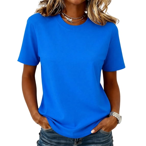 Clossjun Cotton Basic T Shirts for Women,Crew Neck Short Sleeve Summer ...