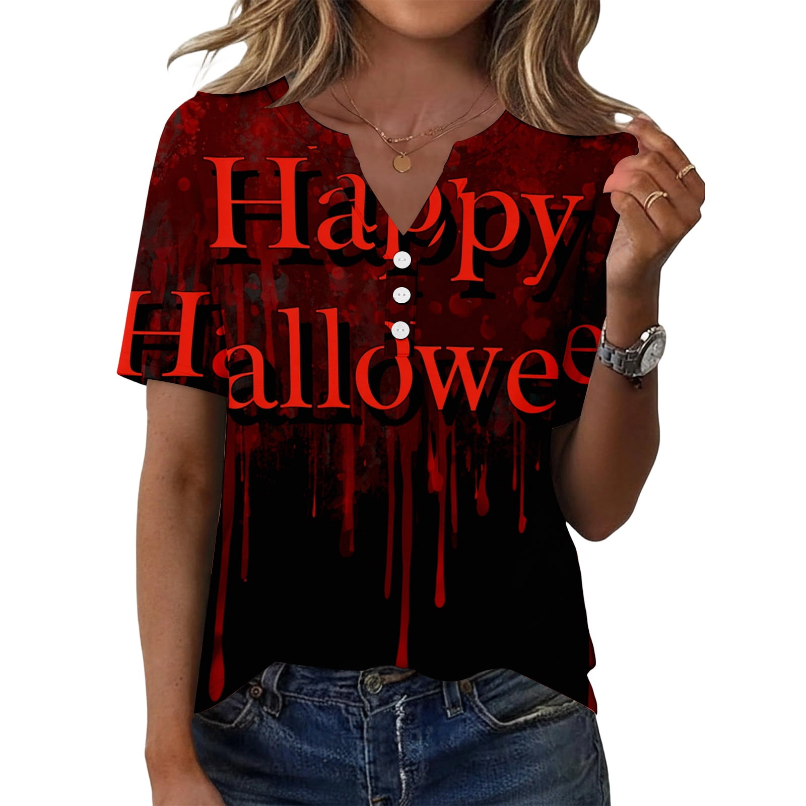 Clossjun Halloween Blouses for Women Funny Cute Vintage Teacher Shirts ...