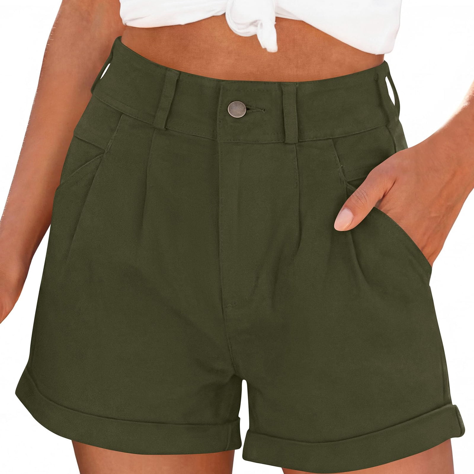 Clossjun Jean Shorts Womens Low Rise Stretchy Mini Denim Shorts Rolled ...