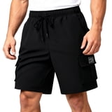Clossjun Mens Loose Fit Cargo Shorts Drawstring Waist Side Pockets ...