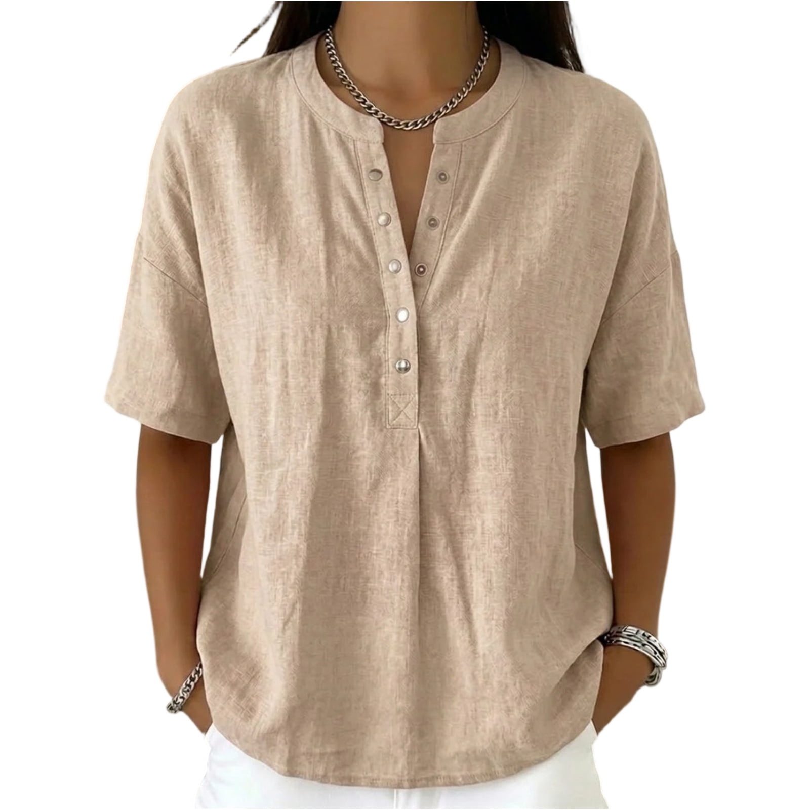 Clossjun Summer Tops for Women 2026 Linen Cotton Gauze T Shirts Plus ...