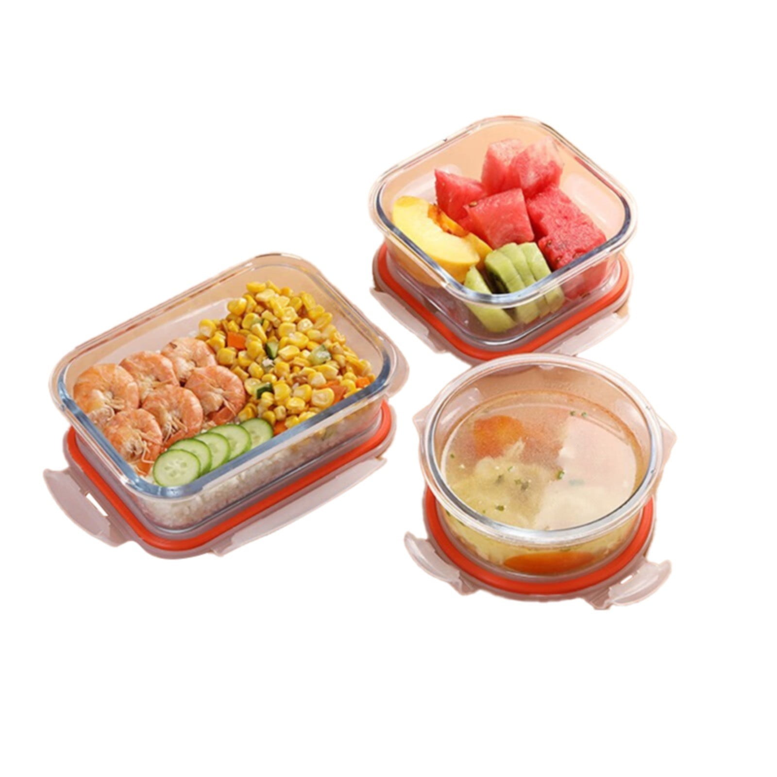 Closure Bags & lids & Boxes Freshlock 3 Pack Mixed Size Glass Food ...