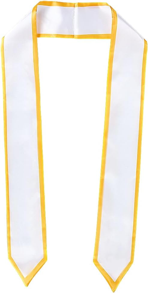 Cloth 59.06 Inch Long White And Gold Satin Graduation Sash Sublimation ...