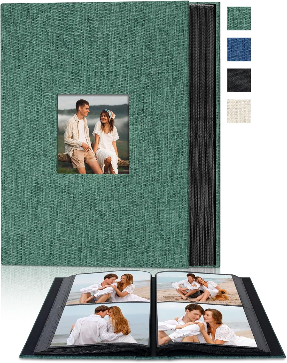 Cloth Cover Photo Album 4x6 with DIY Square Window Slip in Photo Book ...