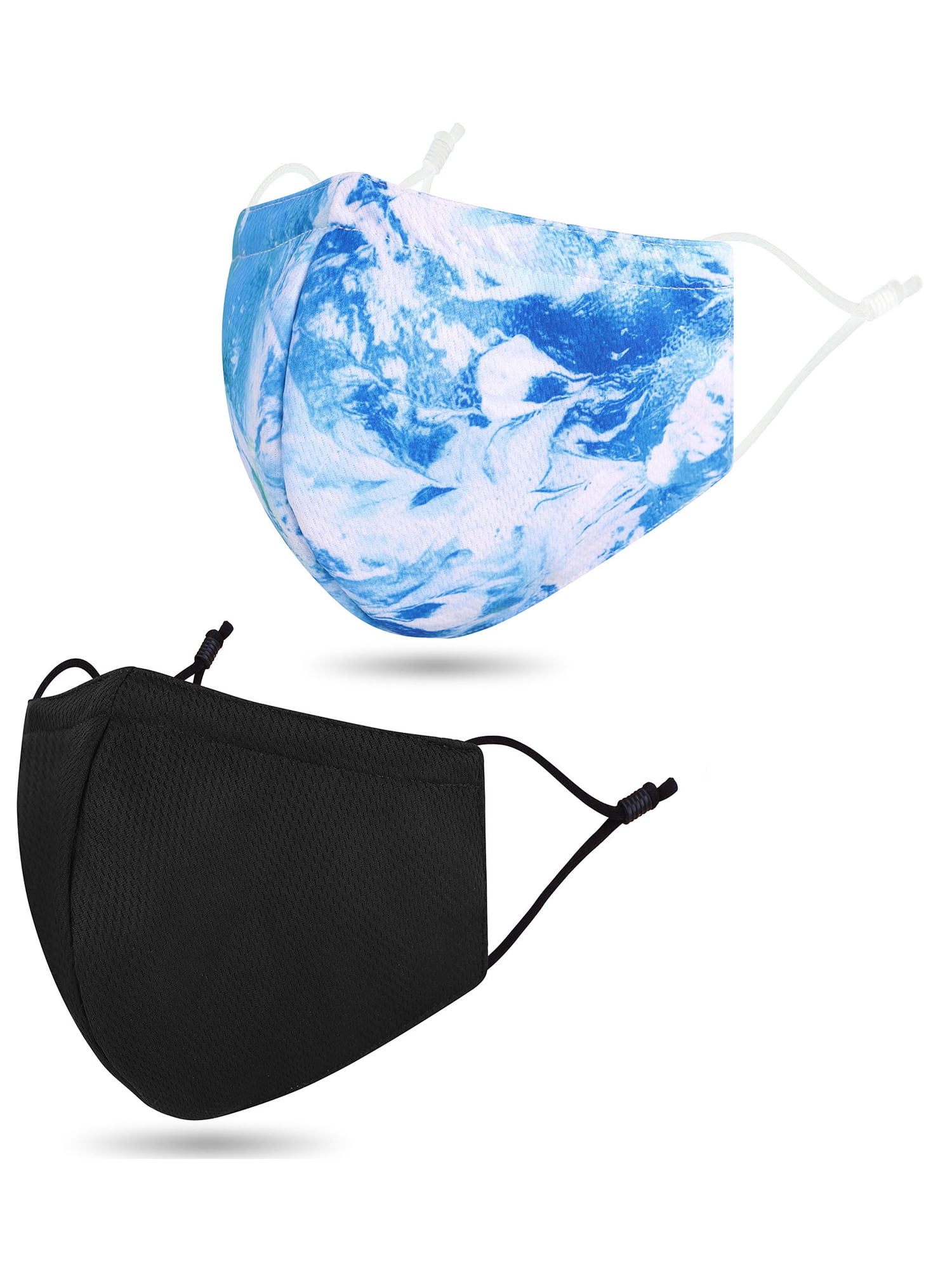 Cloth Face Mask Reuseable Washable Fabric Mask,2 Pack Black/Galaxy Blue ...