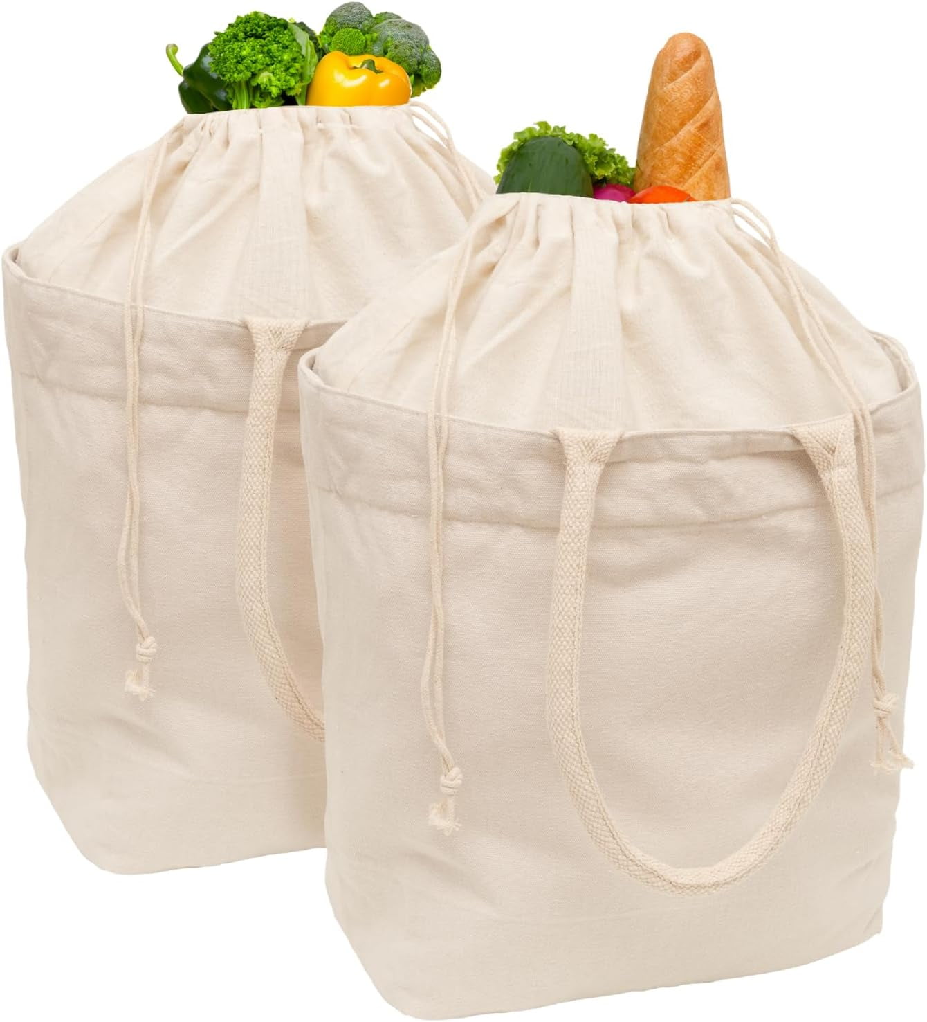 Cloth Grocery Bags with Handles - Sturdy Canvas , 70 Lb Capacity Tote ...