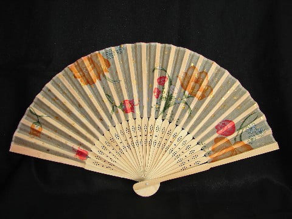 Cloth Hand Fans with Bamboo Slats-yellow - Walmart.com