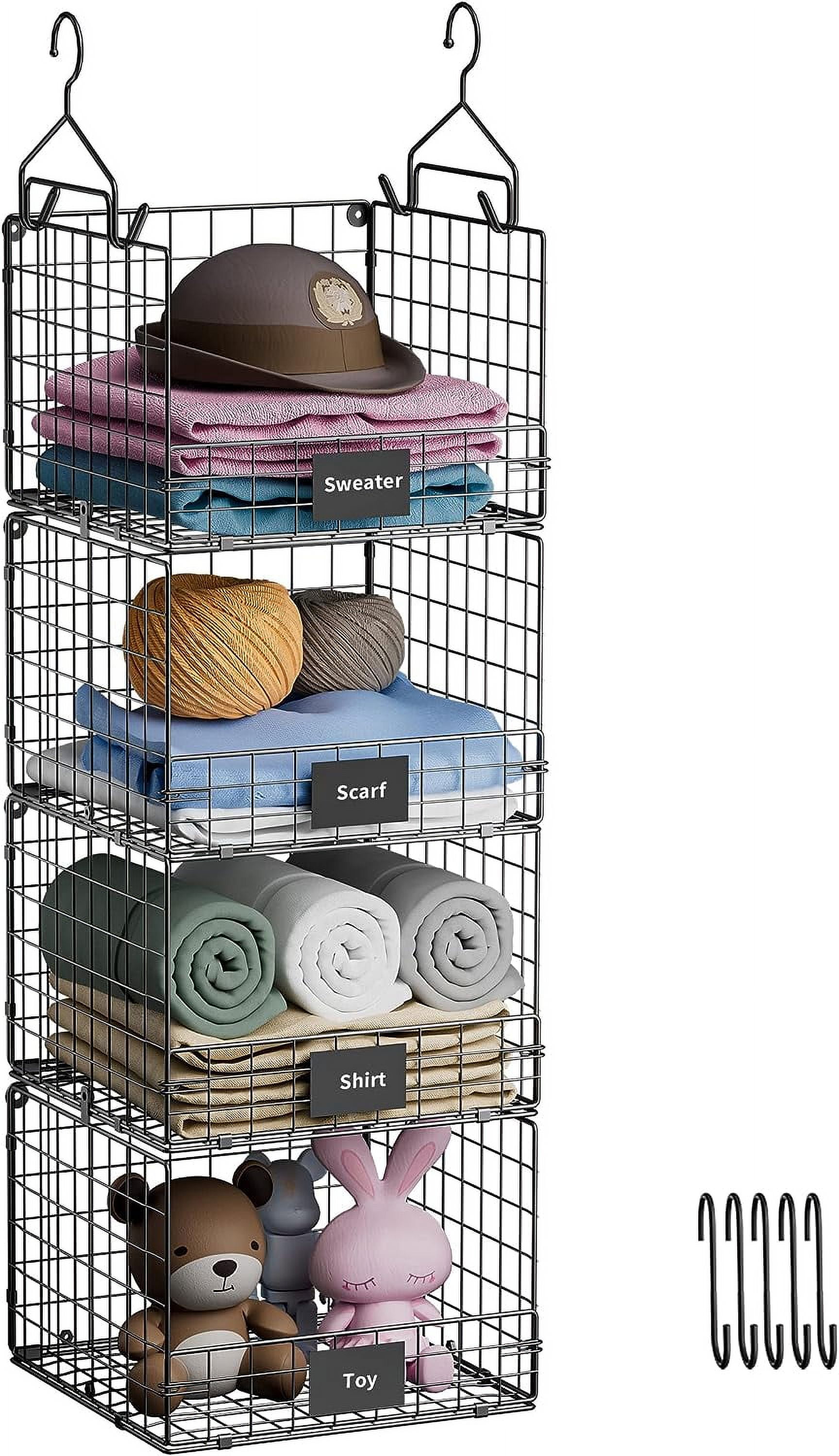 X-Cosrack 4 Tier Storage Shelf Rack, Hanging Closet Organizer ...