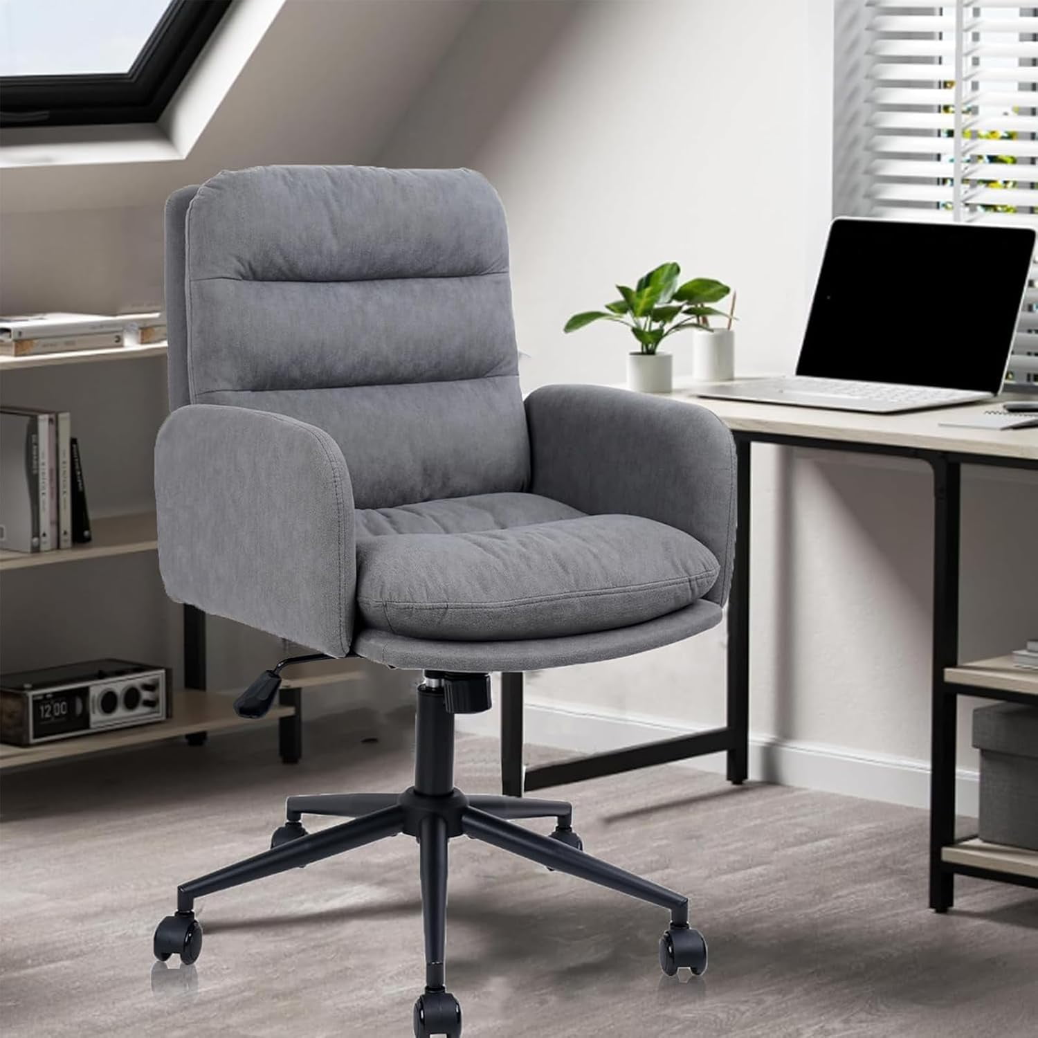 Cloth Home Office Desk Chair Fabric Vanity Chairs with Wheels and ...