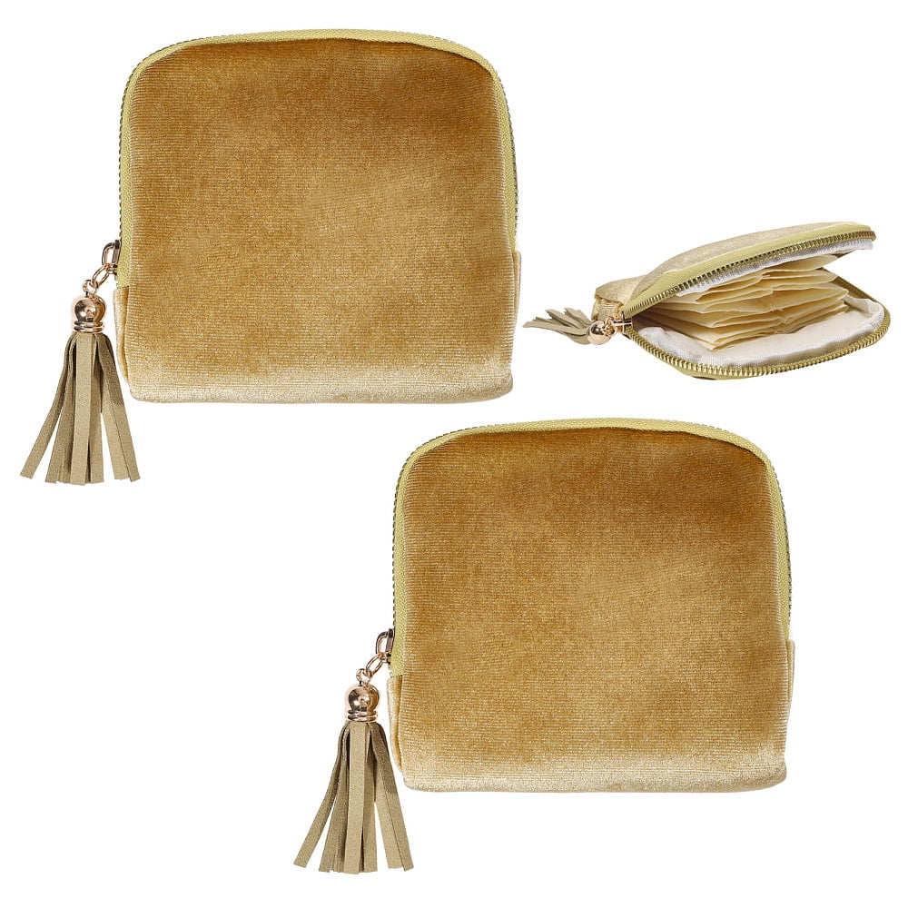 Cloth Jewelry Storage Zipper Bags with Tassel Rectangle Dark Khaki 11 ...