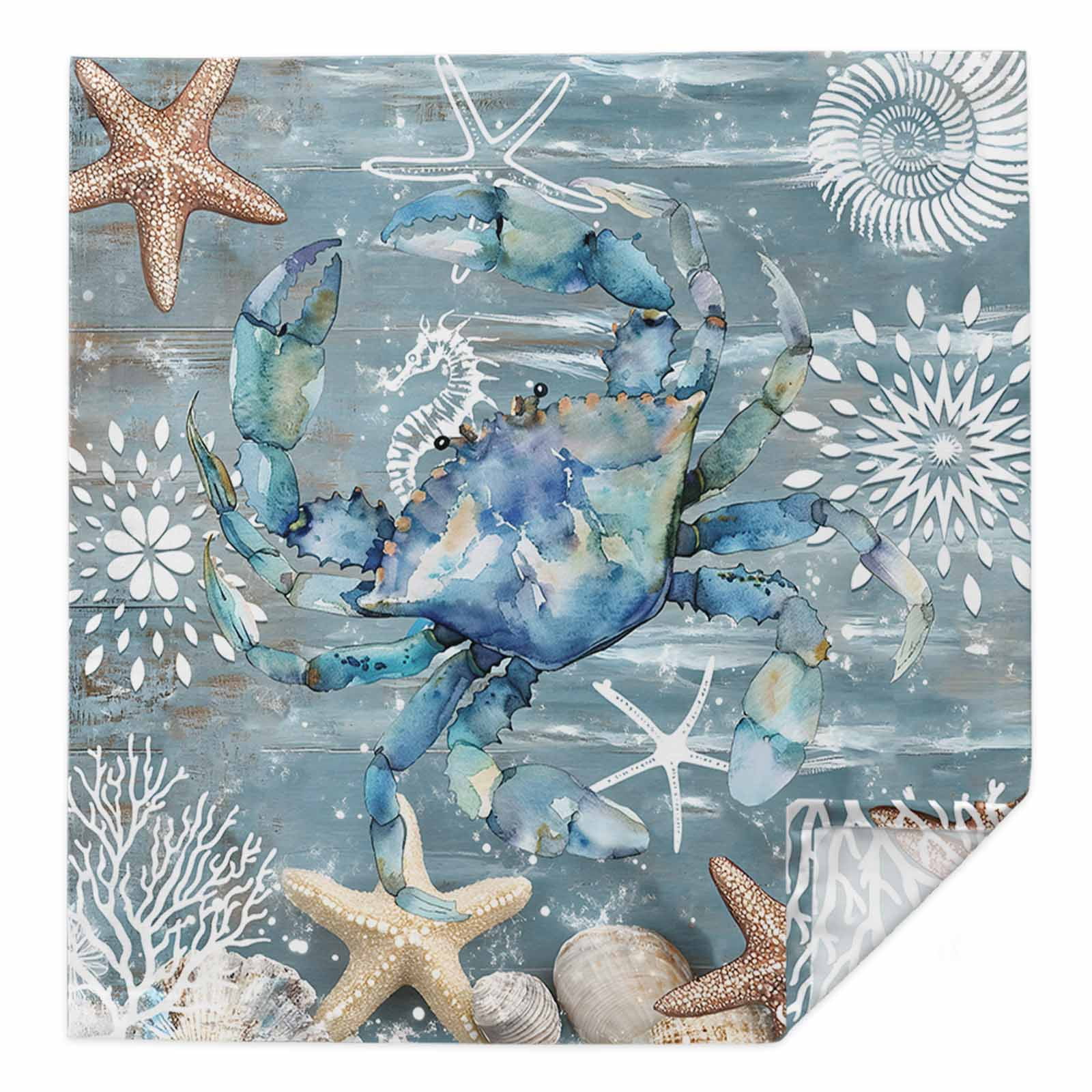 Cloth Napkins 1 Piece - 20x20 Inches, Blue Crab Coastal Washable ...