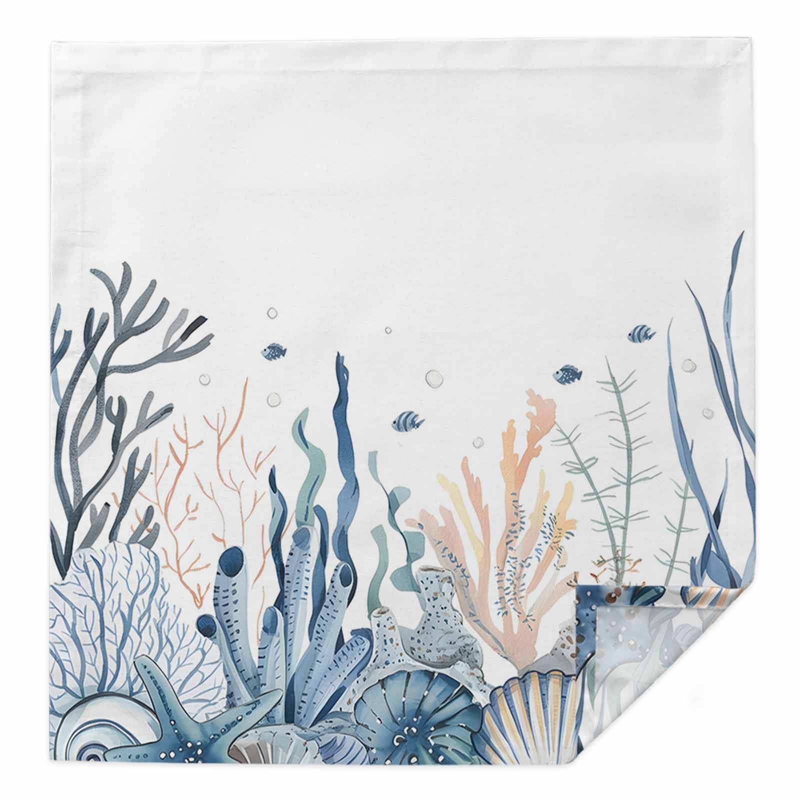 Cloth Napkins 1 Piece - 20x20 Inches, Summer Coastal Coral Washable ...