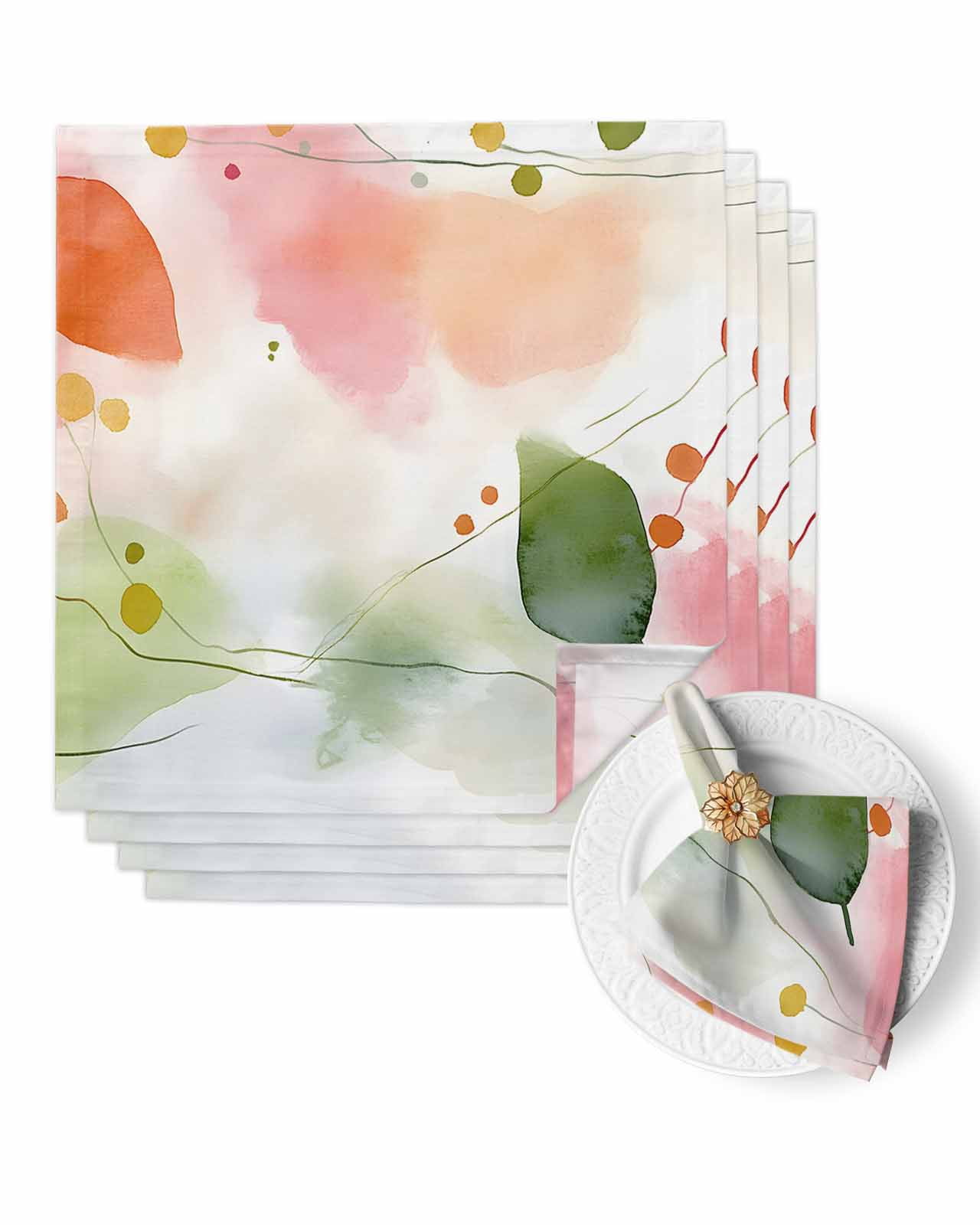 Cloth Napkins 4 Pack 20x20 Inches, Spring Summer Abstract Leaf ...
