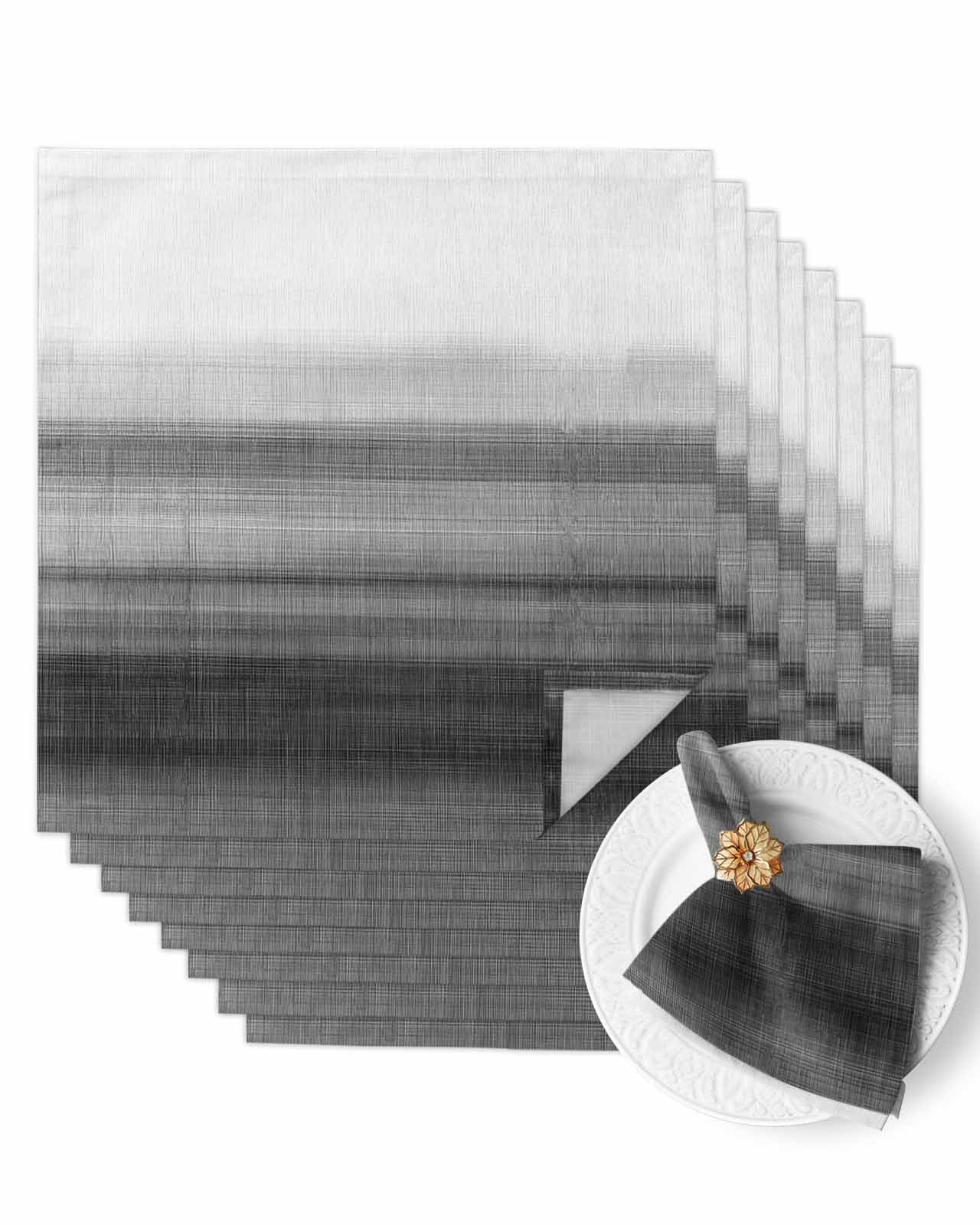 Cloth Napkins Abstract Black White Grey Line Washable Soft Kitchen ...