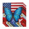 Cloth Napkins Blue Butterfly White Red Flower Washable Soft Kitchen ...