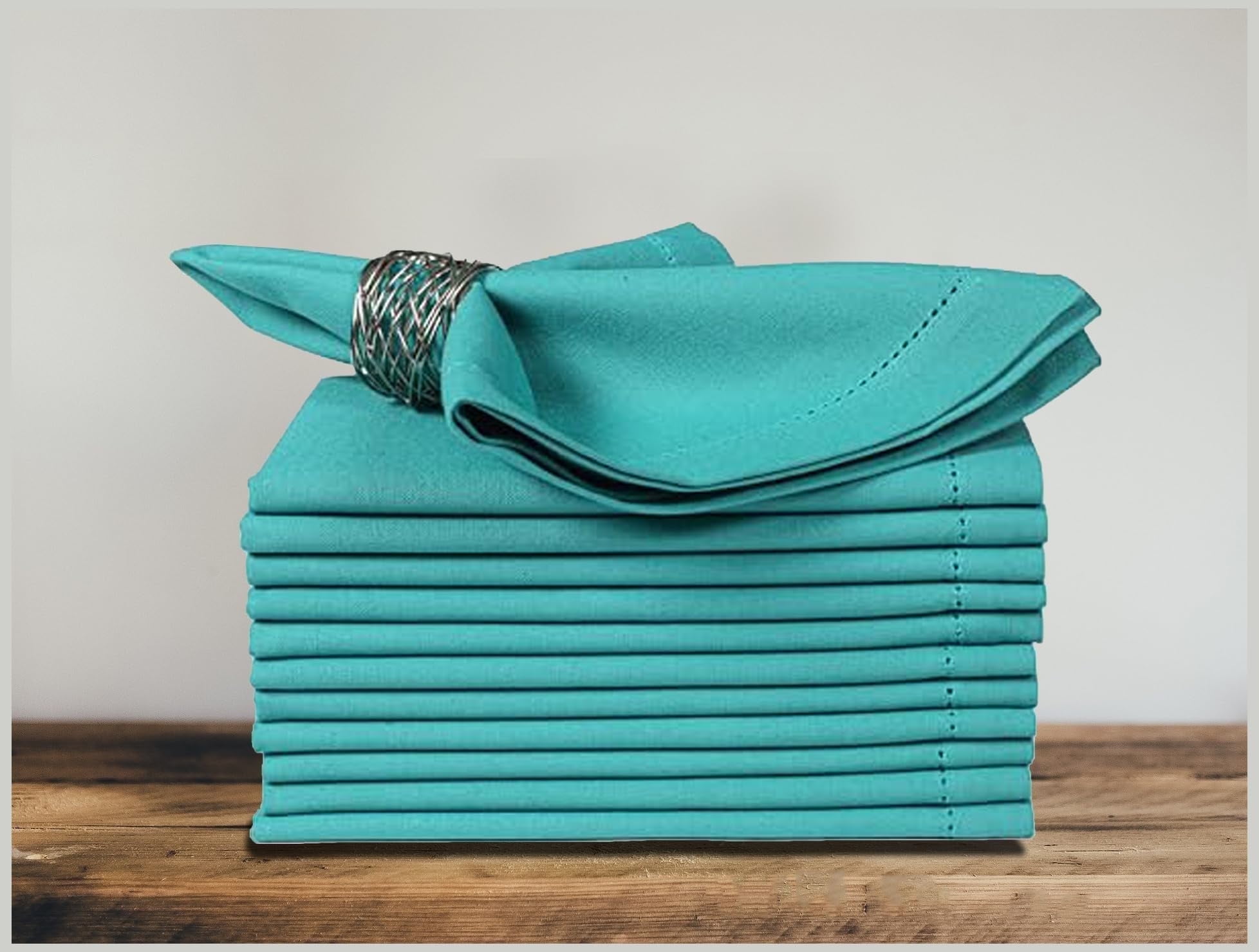 Bedding Craft Latigo Bay Teal Cotton Cloth Dinner Napkins – Hemstitched ...