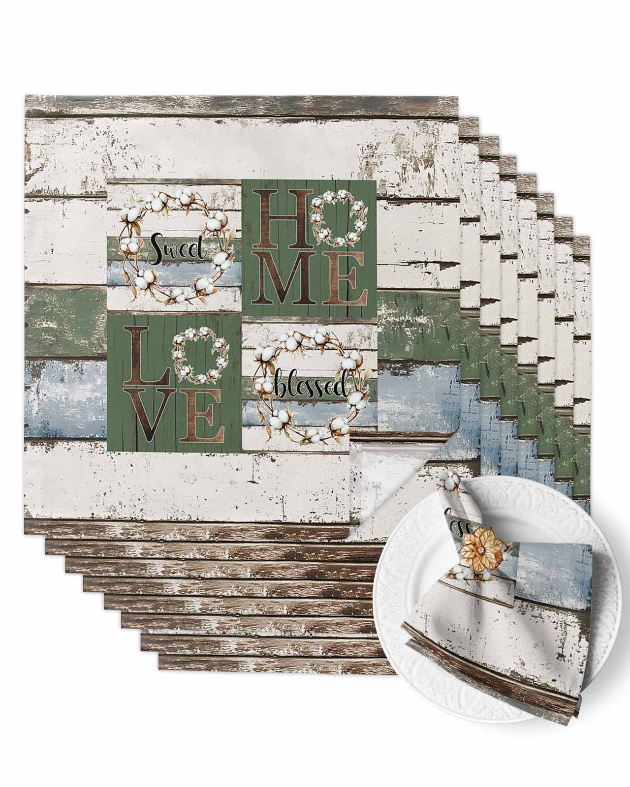 Cloth Napkins Farmhouse Rustic Flower Plant Washable Soft Kitchen ...