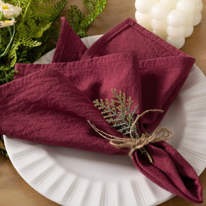 Cloth Napkins Green Fall Thanksgiving Washable Reusable Bulk Linen ...