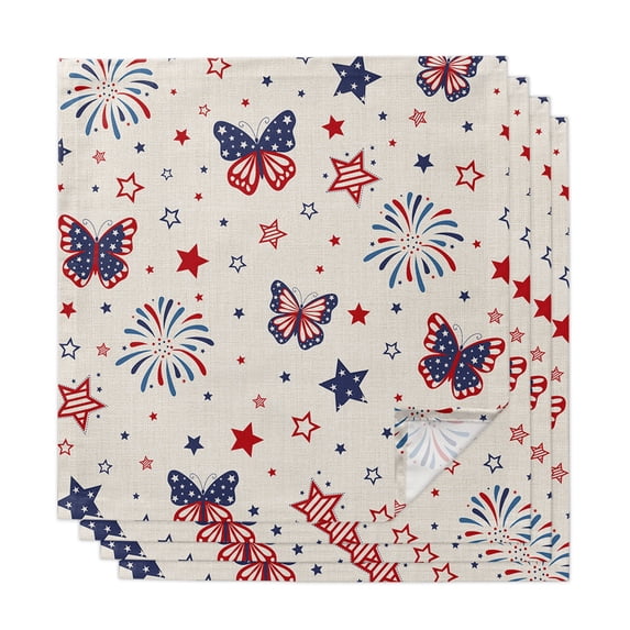 Cloth Napkins Independence Day Blue Red Star Butterfly Washable Soft ...