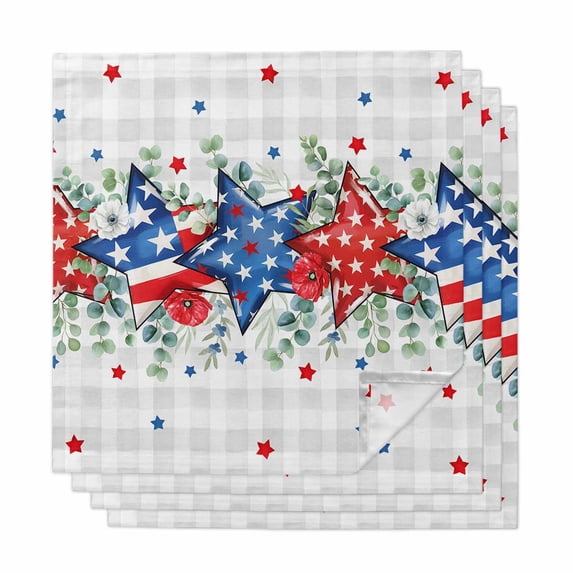 Cloth Napkins Independence Day USA Flag Washable Soft Kitchen Dinner ...