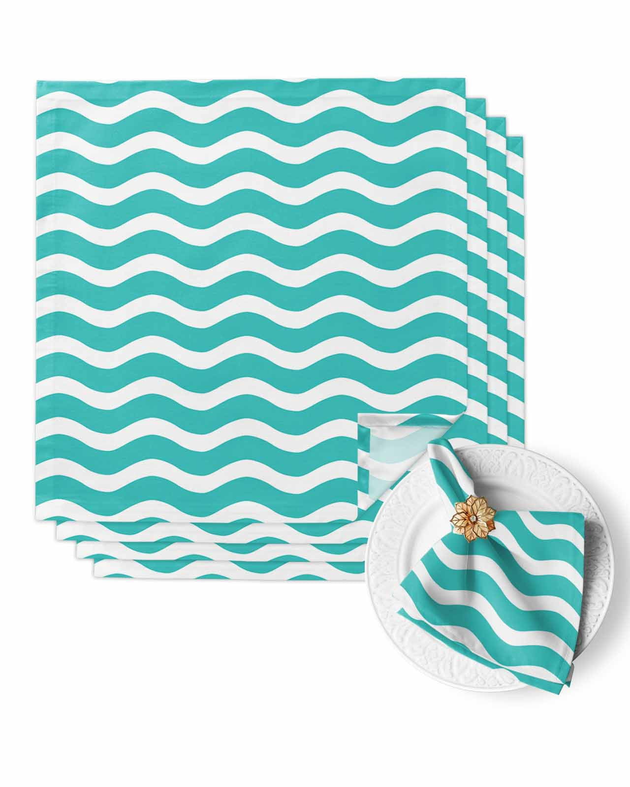 Cloth Napkins Modern Minimalist Wave Stripe Art Washable Soft Kitchen ...