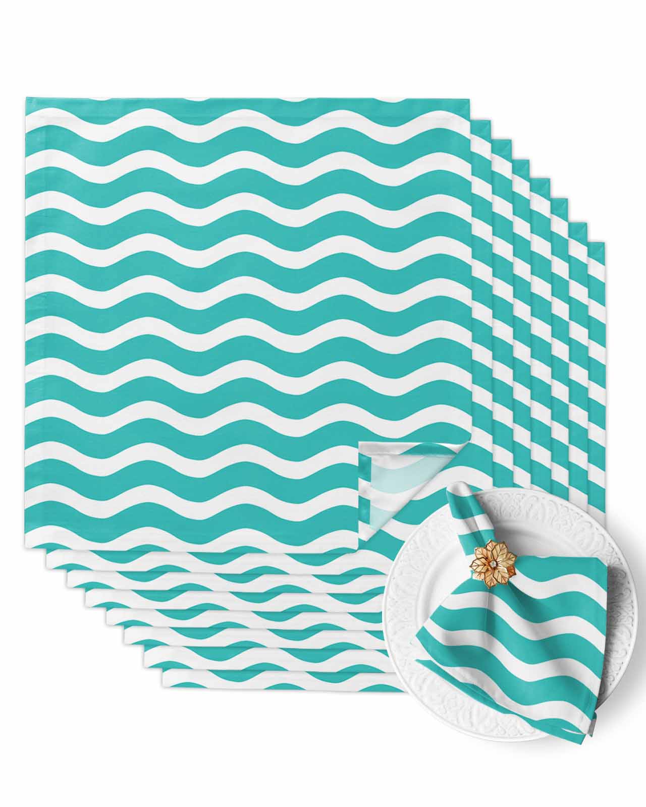 Cloth Napkins Modern Minimalist Wave Stripe Art Washable Soft Kitchen ...