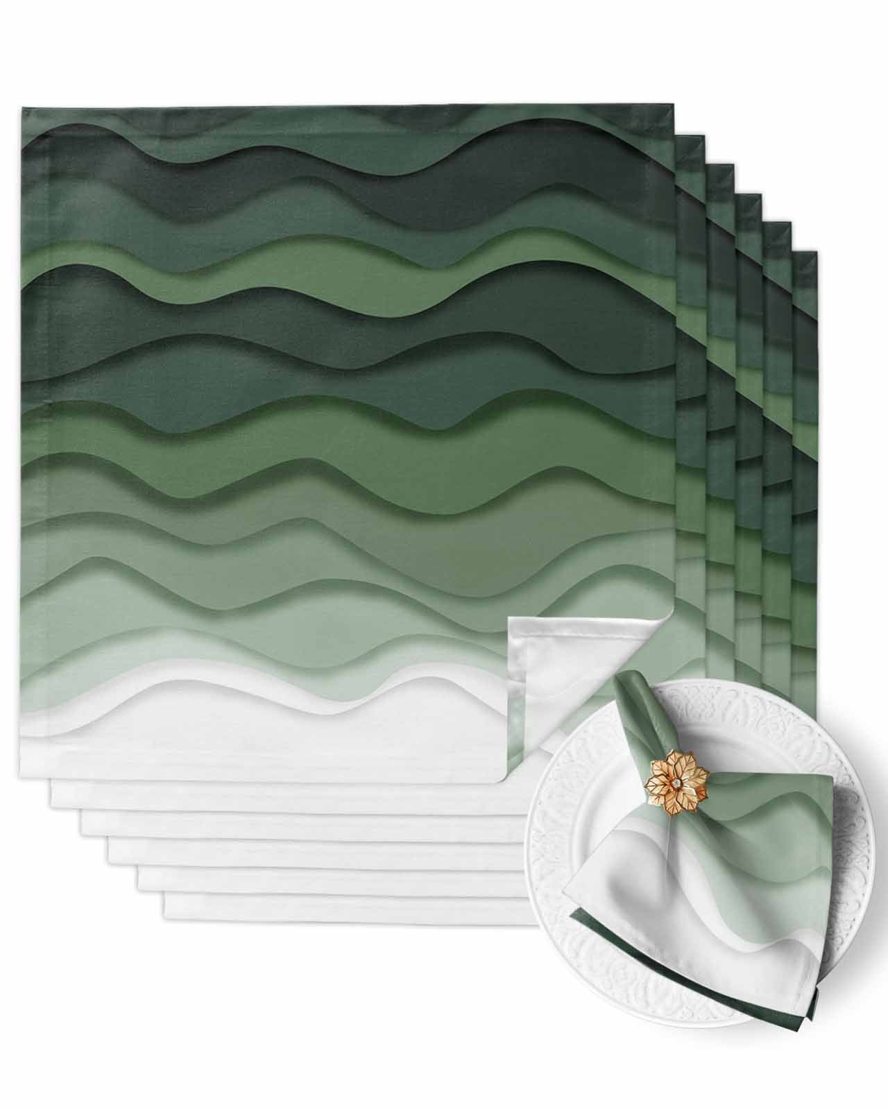 Cloth Napkins Ocean Sage Green Gradient Art Washable Soft Kitchen ...