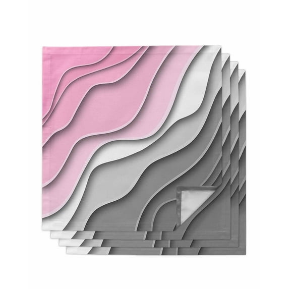 Cloth Napkins Pink Gray Gradient Stripe Ripple Washable Soft Kitchen ...