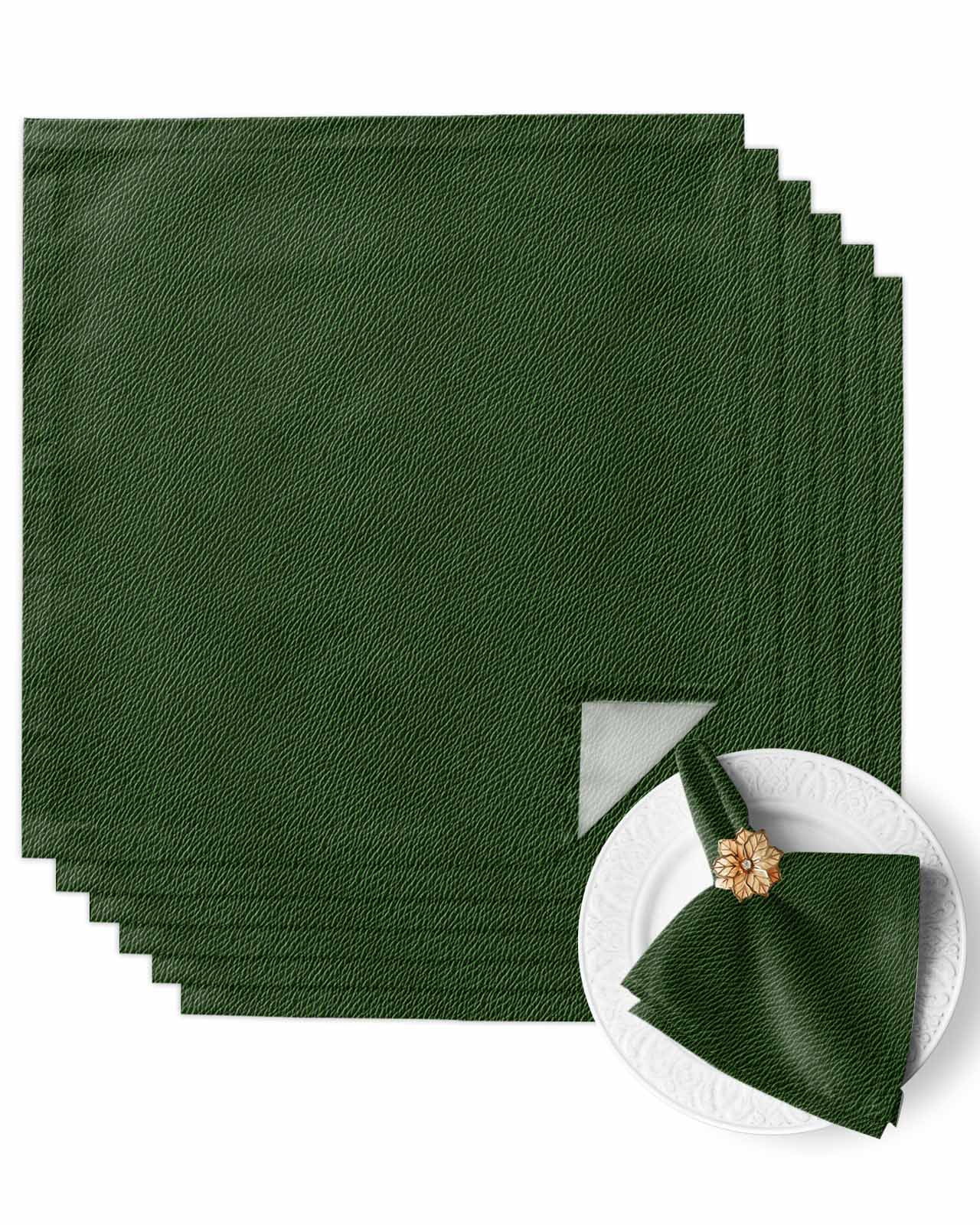 Cloth Napkins Retro Minimalist Green Leather Washable Soft Kitchen ...