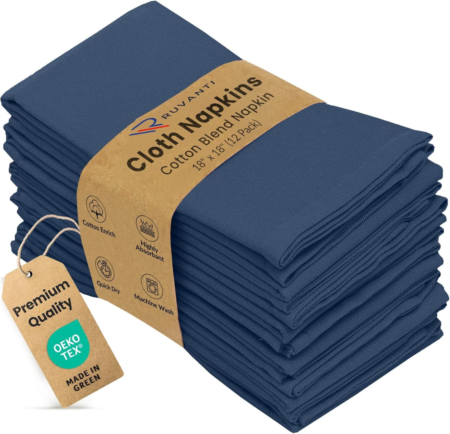 Cloth Napkins Set of 12, 18x18 Inches Napkins Cloth Washable, Soft ...