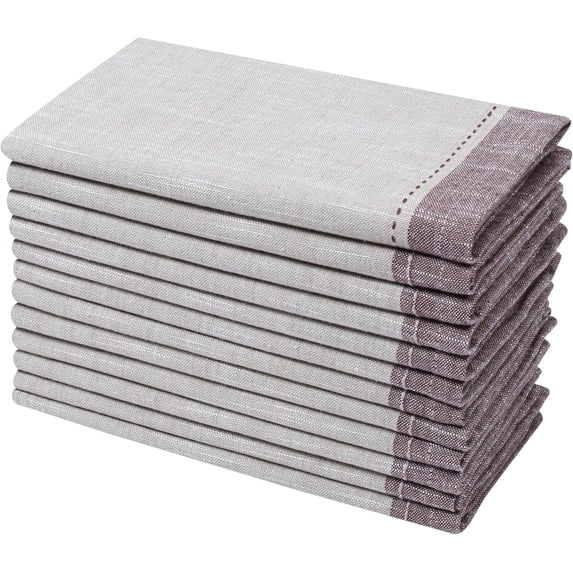 Cloth Napkins Set of 12 Textured Cotton 18x18 - Premium Contrast Border ...
