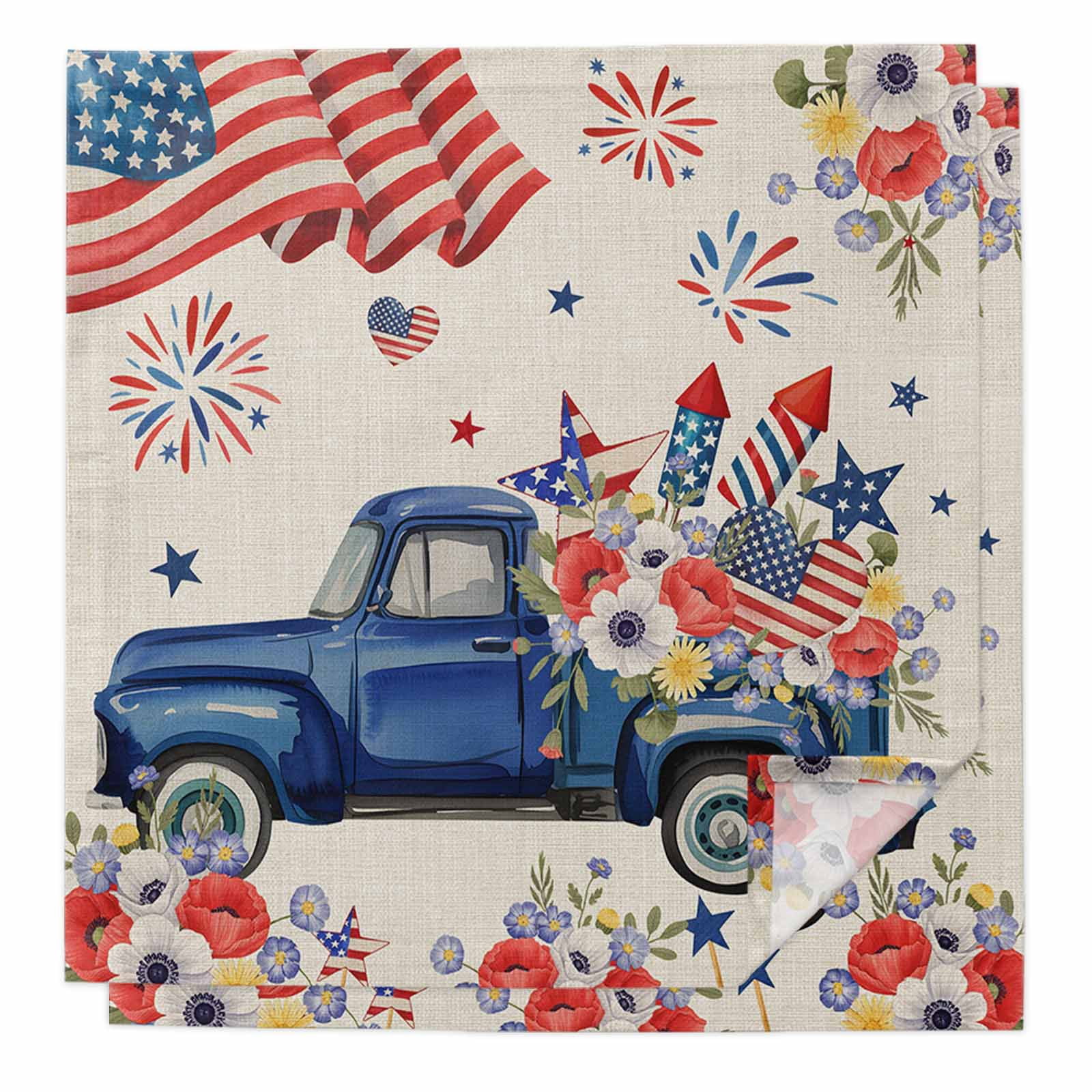 Cloth Napkins Set of 2 - 20x20 Inches, 4th of July Washable Reusable ...