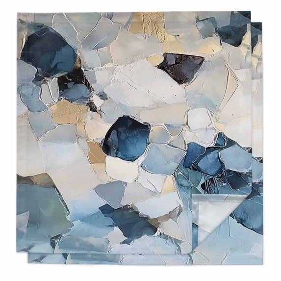 Cloth Napkins Set of 2 - 20x20 Inches, Blue Geometric Washable Reusable ...