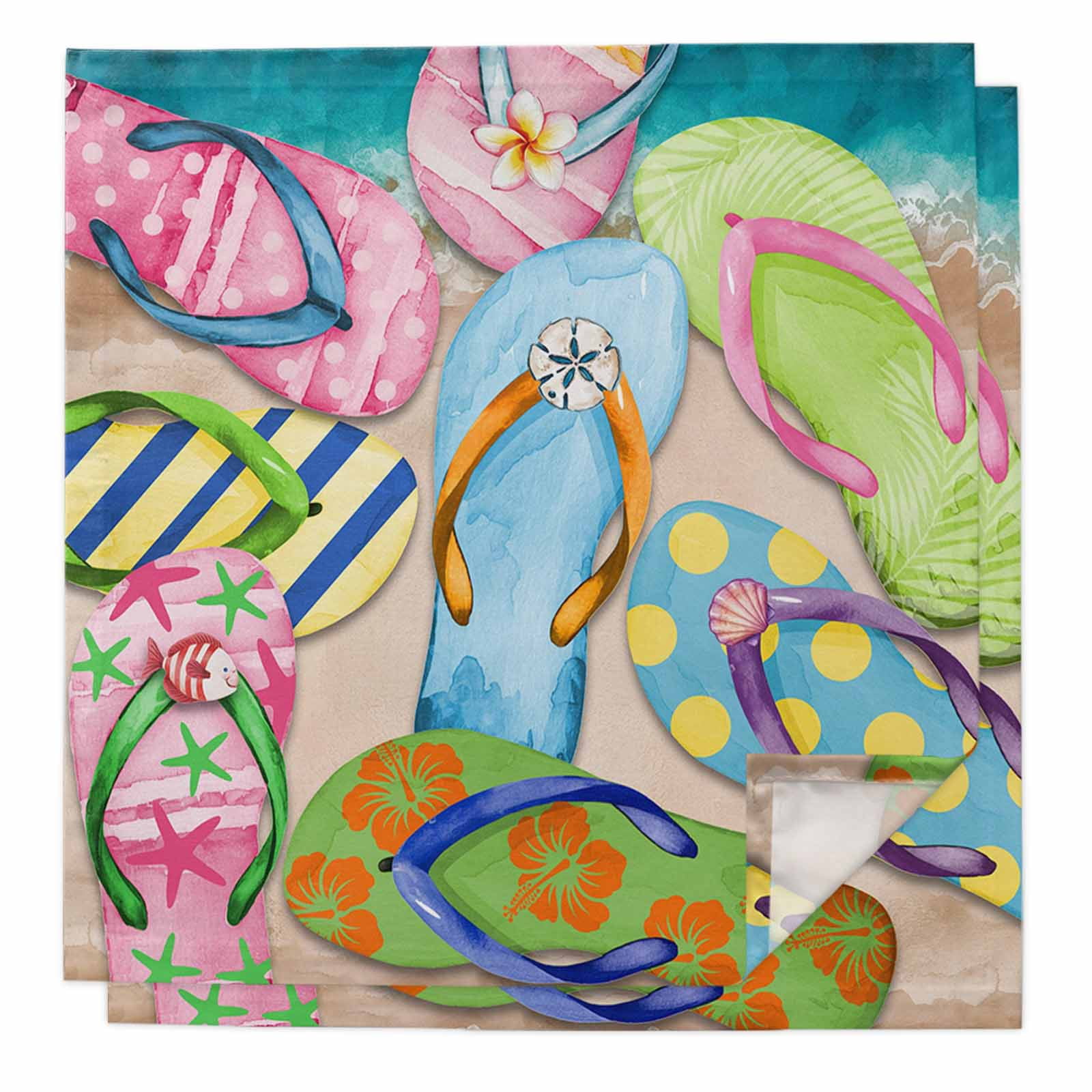 Cloth Napkins Set of 2 - 20x20 Inches, Colorful Flip Flops Washable ...