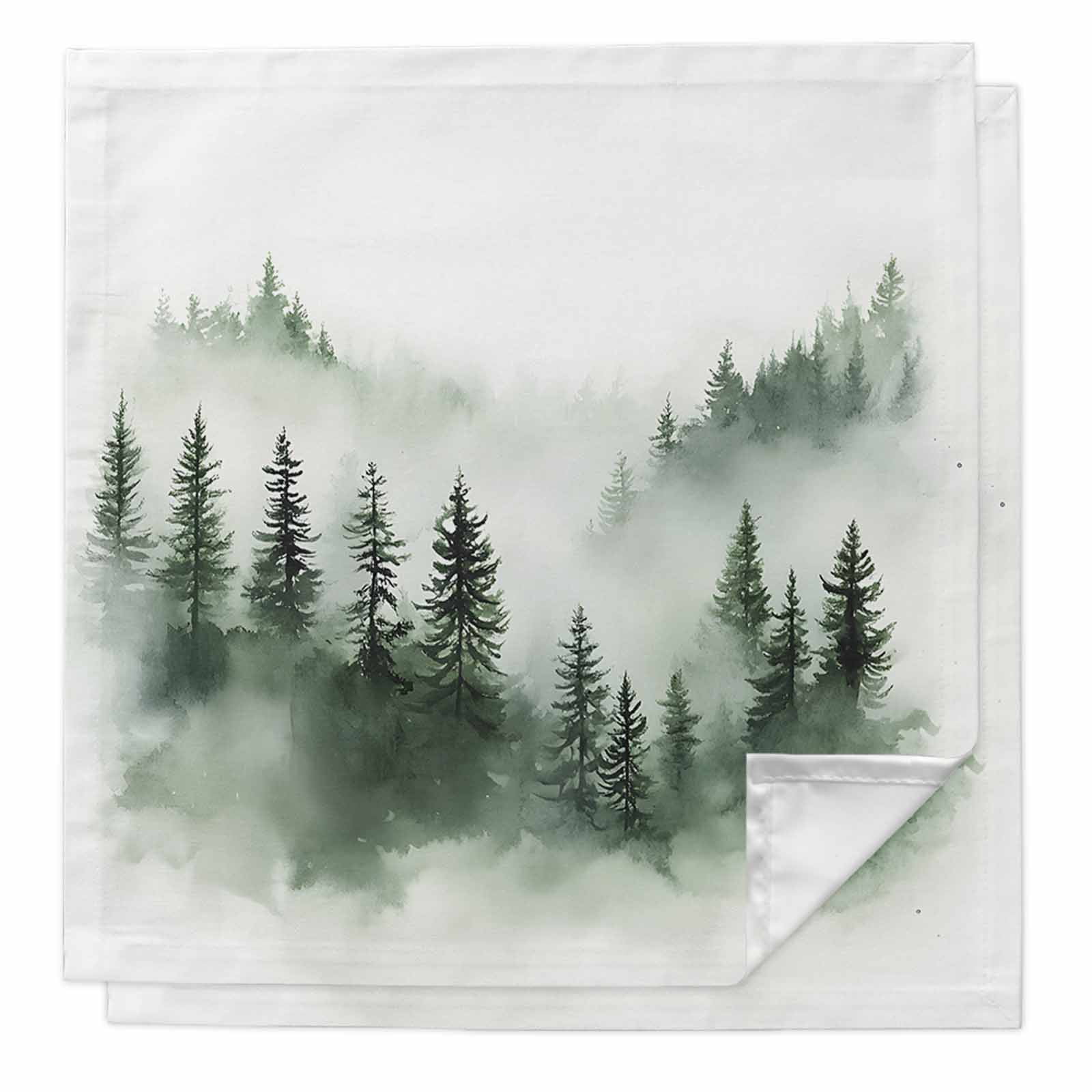 Cloth Napkins Set of 2 - 20x20 Inches, Foggy Forest Washable Reusable ...