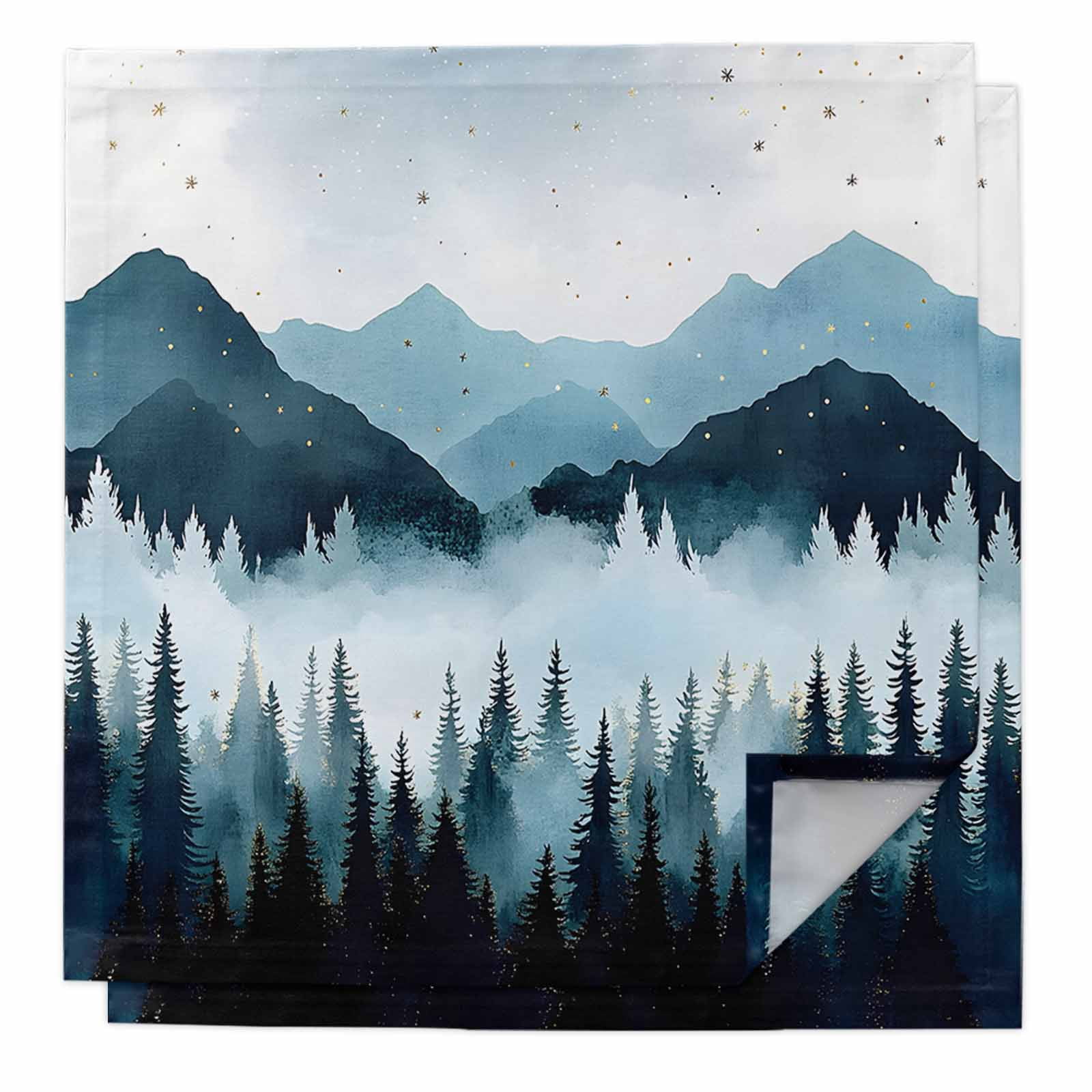 Cloth Napkins Set of 2 - 20x20 Inches, Forest Mountain Washable ...