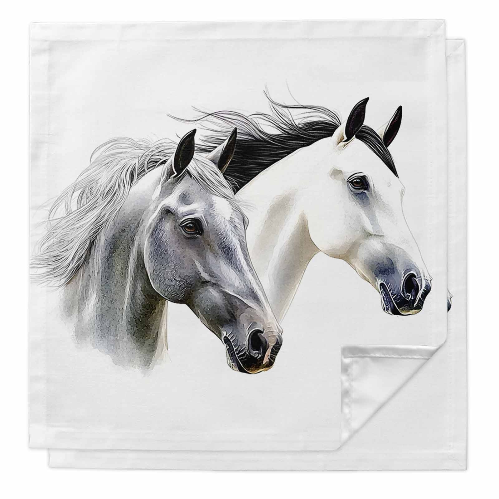 Cloth Napkins Set of 2 - 20x20 Inches, Horse Print Washable Reusable ...