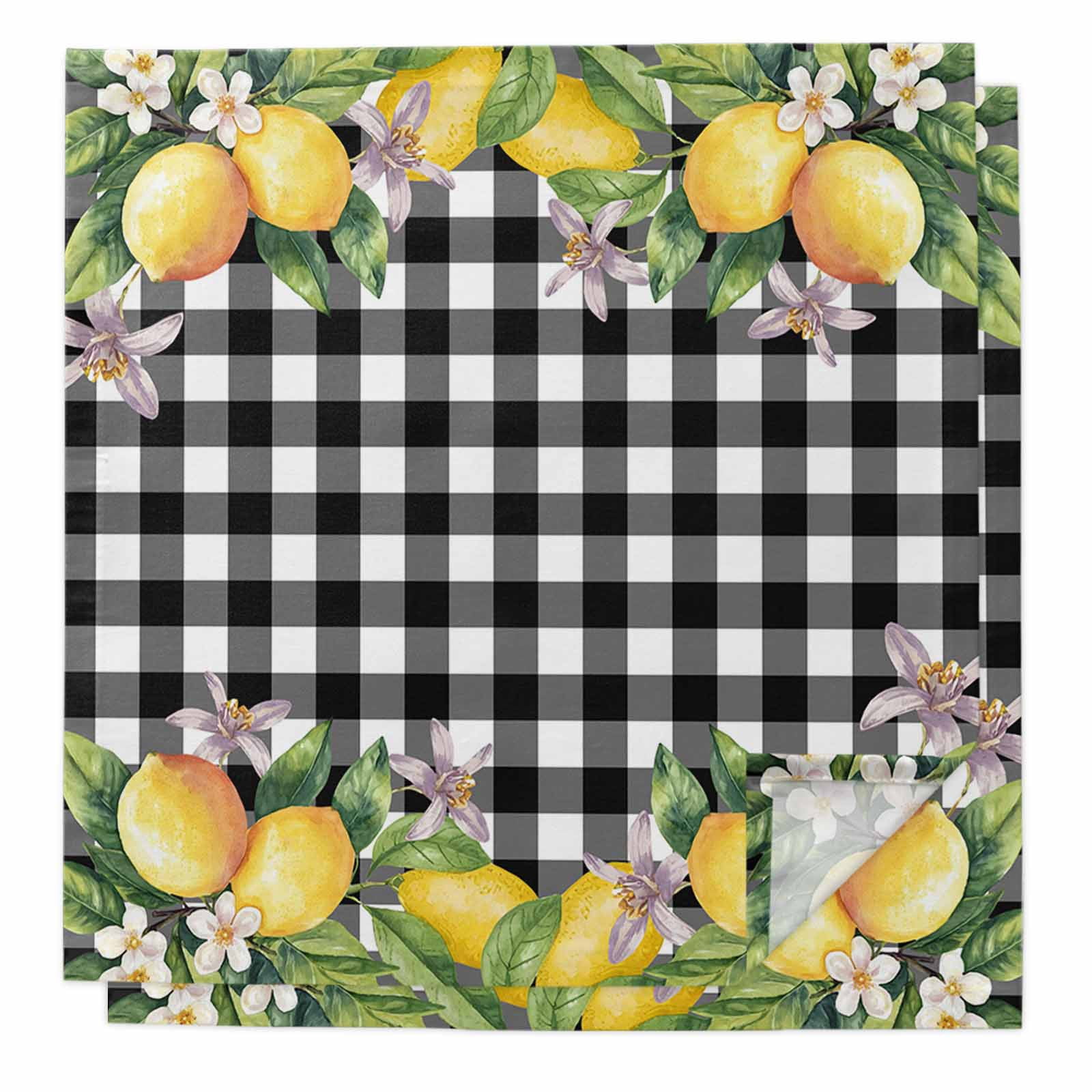 Cloth Napkins Set of 2 - 20x20 Inches, Lemon Washable Reusable Table ...